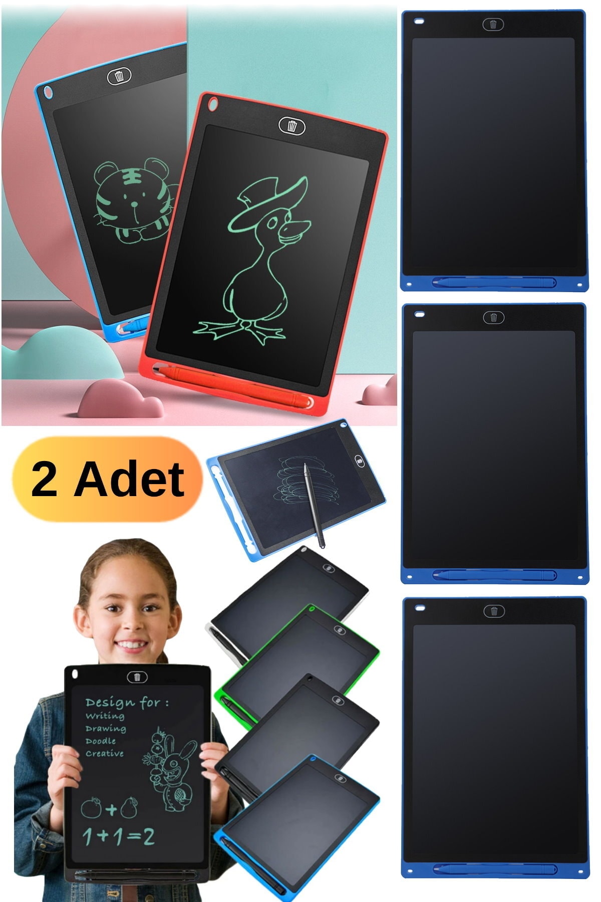 Utelips 2 Adet Çocuklar Için Deneme Yazı Resim Çiz Sil Büyük Boy Yazı ...