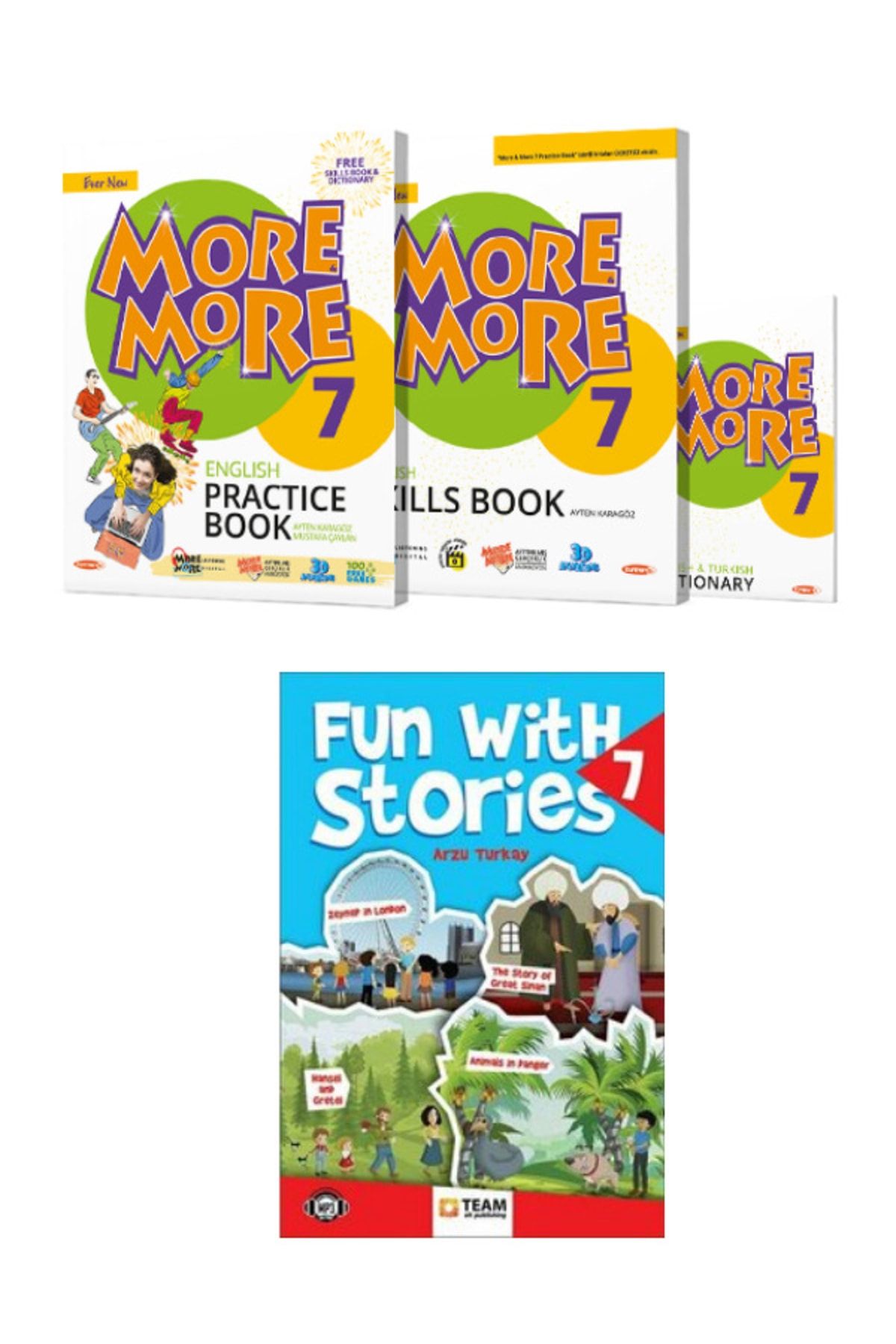 Kurmay Yayınları More & More 7 Practice Book Seti + Fun With Stories ...