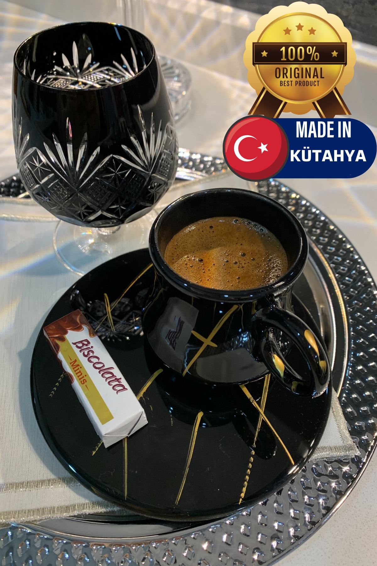 L'eDoren 6 Kişilik Kütahya Seramik Türk Kahvesi Fincan Takımı 115ml ...