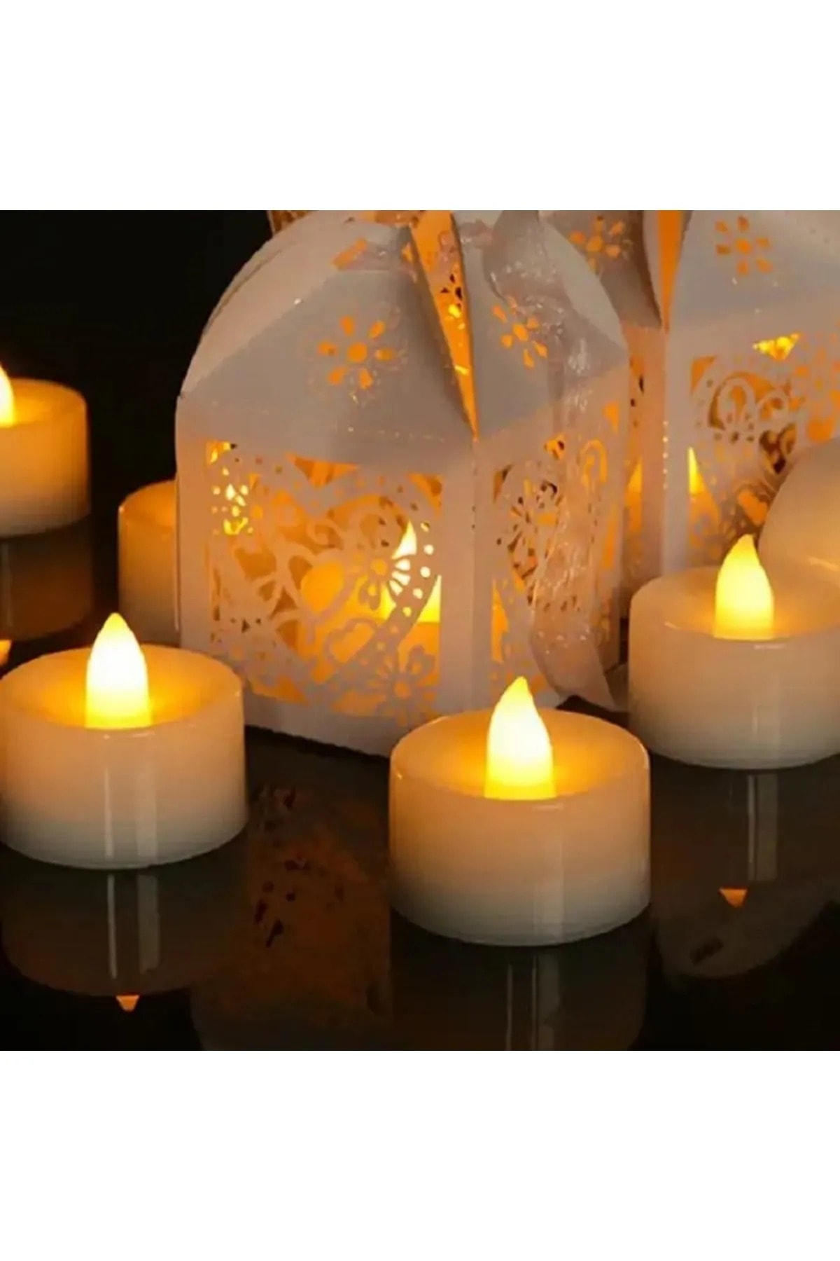 zanfagroup Ledli Mum Tealight Işıklı Dumansız Alevli Sarı Pilli Led Mum ...