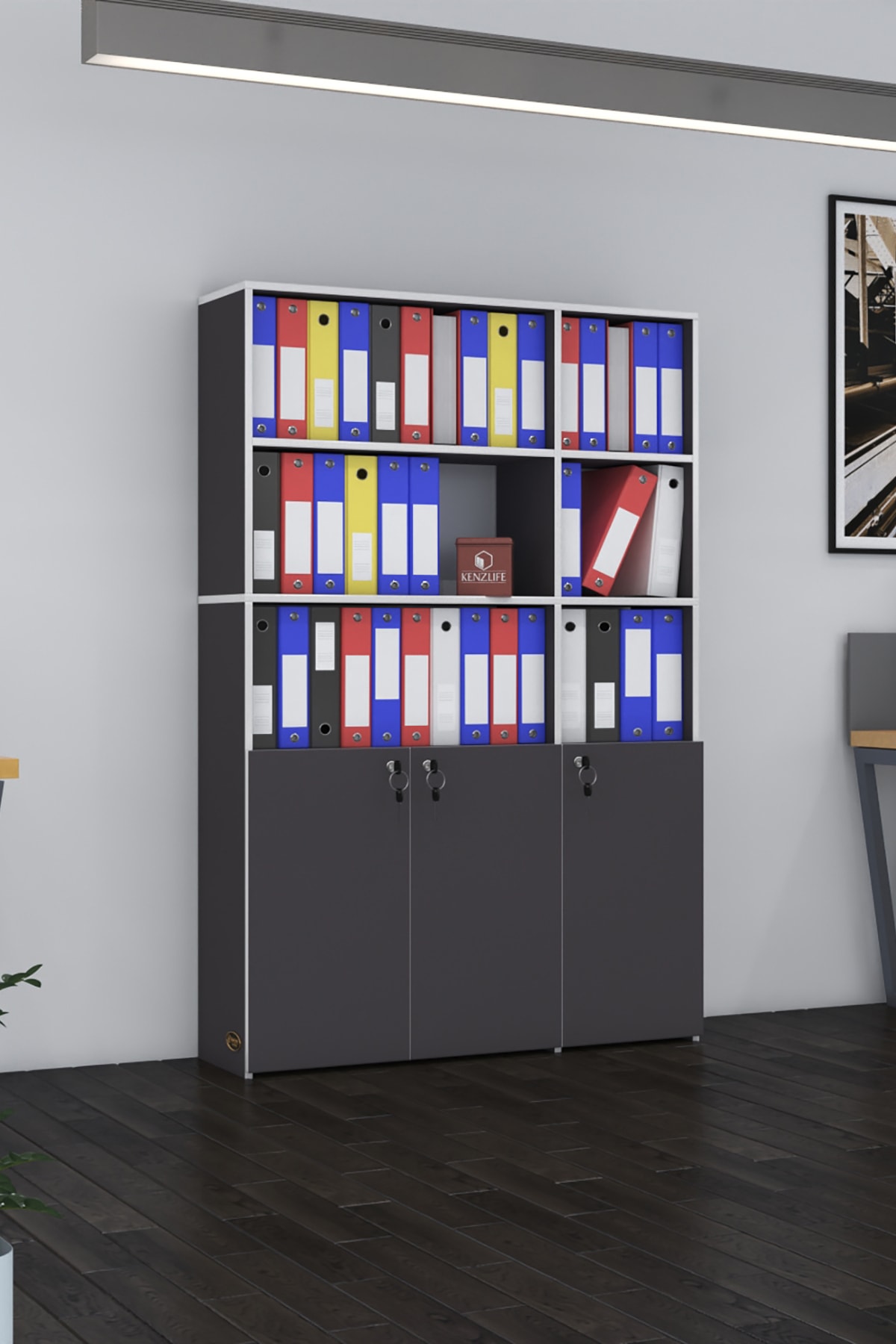 Kenzlife Klasör Dolabı Kilitli Alpdem Gri 175*120*30 Klasörlük Kitaplık Ofis Arkalıksız Fiyatı ...