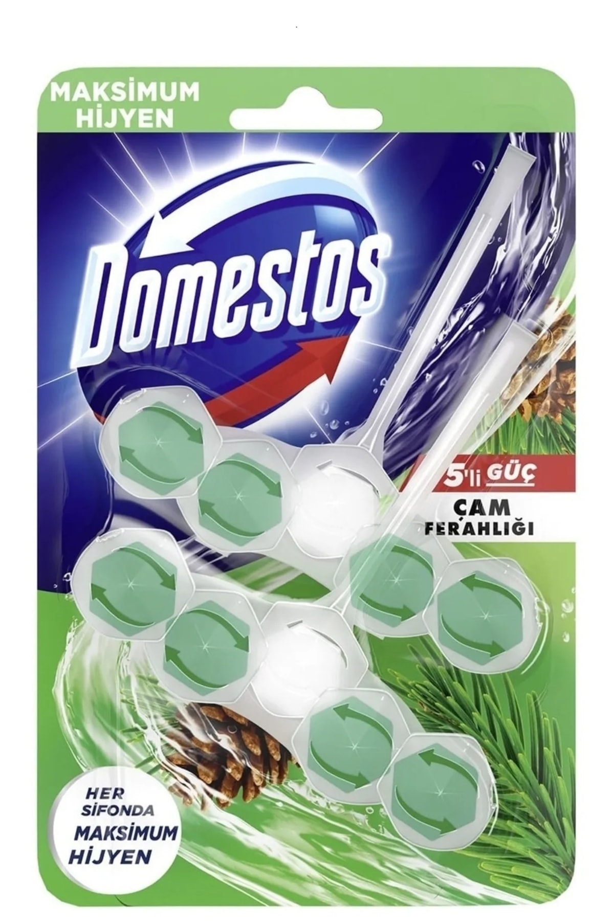 Domestos Wc Blok 5*2'li Güç Çam Ferahlığı 300 Sifona Kadar Güçlü ...