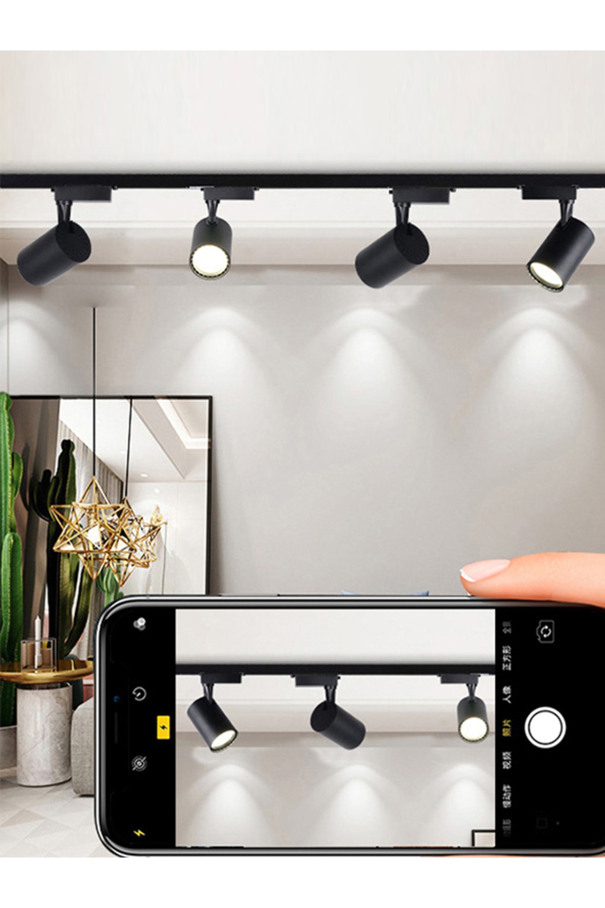 LED PROJEM Siyah Kasa Ve Beyaz Işık 4 Adet 360 Derece Dönen Led Ray ...