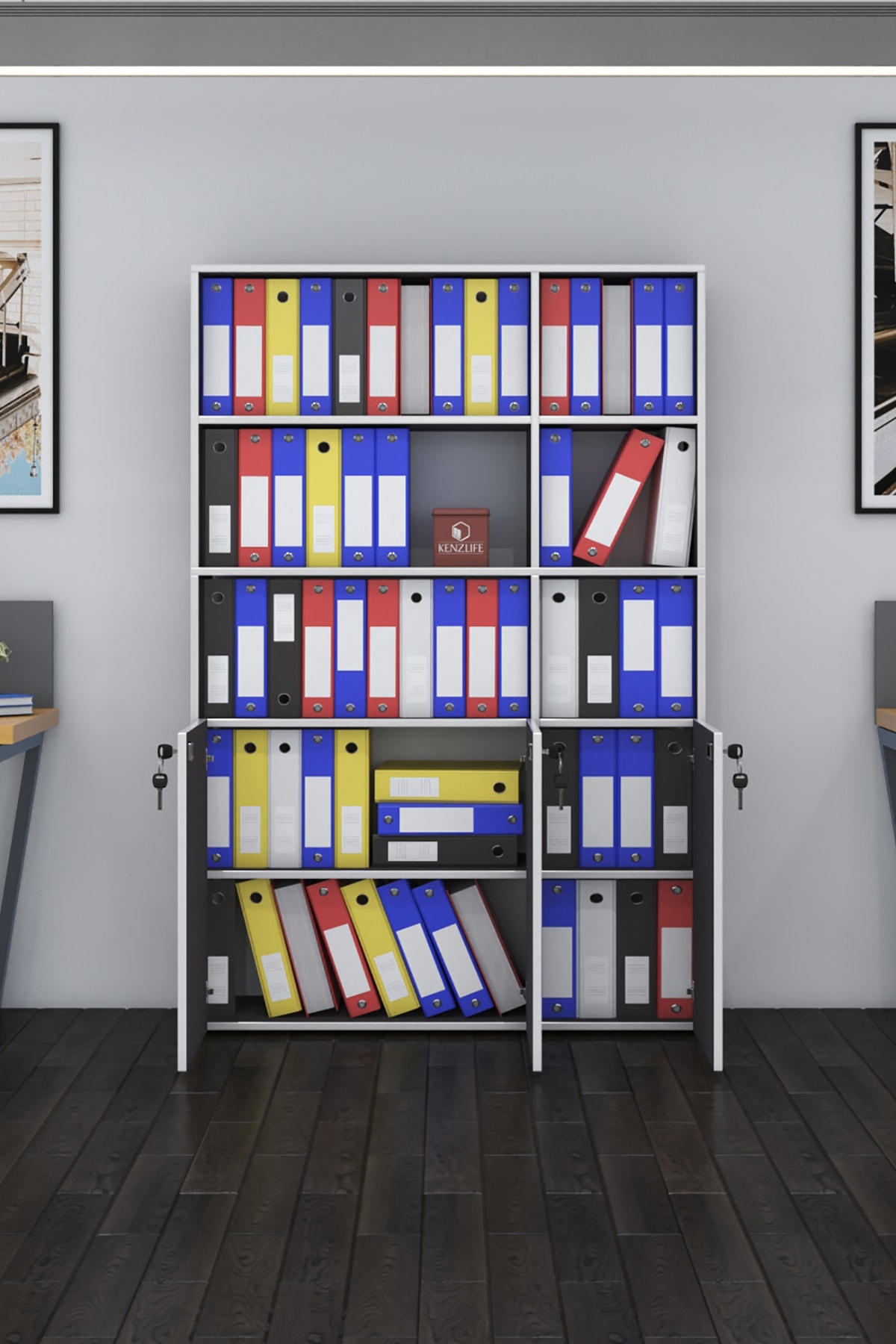 Kenzlife Klasör Dolabı Kilitli Alpdem Gri 175*120*30 Klasörlük Kitaplık Ofis Arkalıksız Fiyatı ...