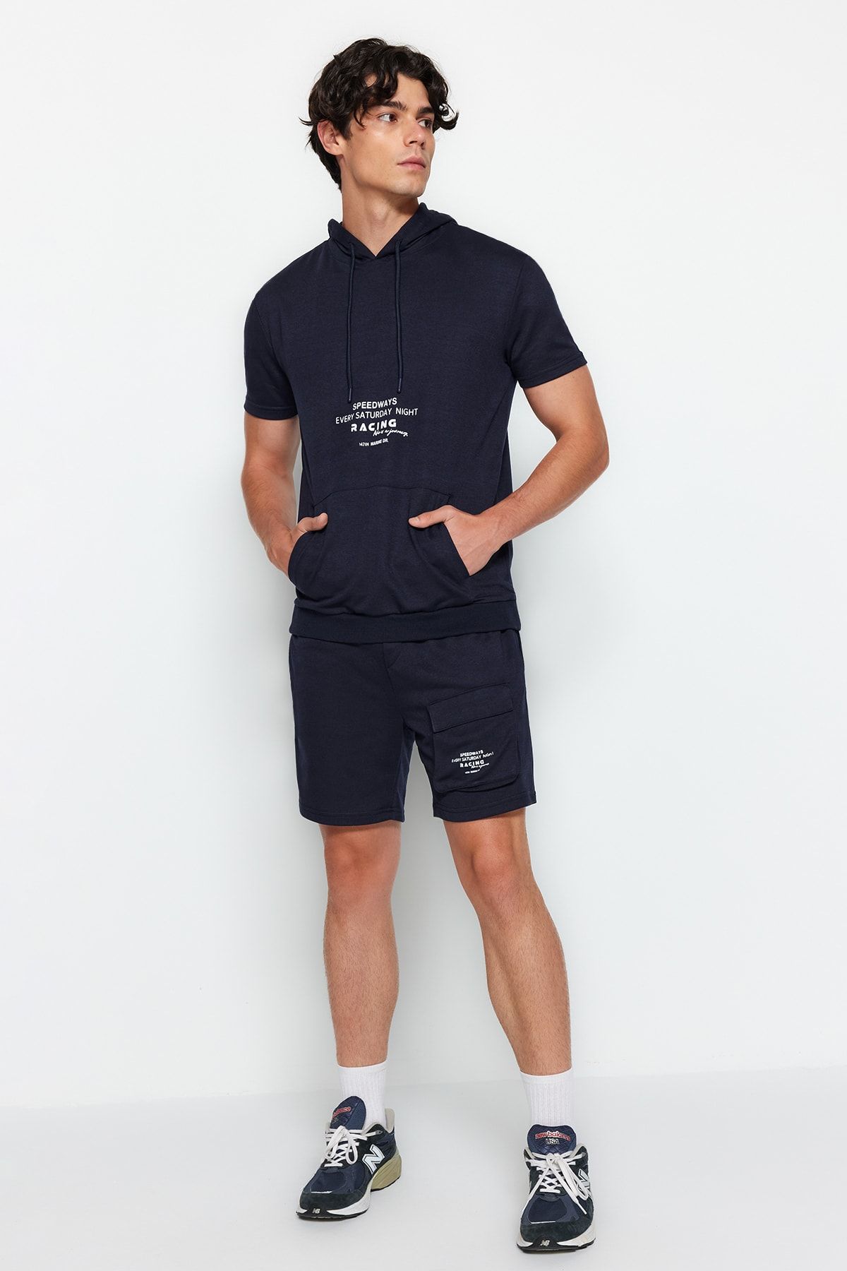 Trendyol Collection Marineblaues Herren Trainingsanzug Set Mit Normalem