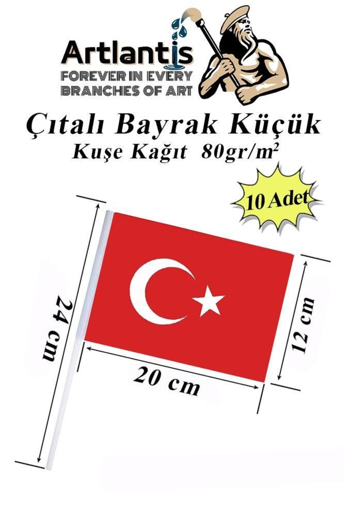Artlantis Çıtalı Bayrak Kağıt 20x12 Cm 10 Adet Ay Yıldızlı Türk Bayrağı ...