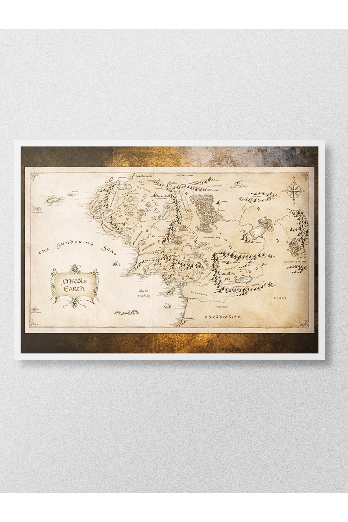 Mudi Store Middle-earth Map Poster, Çerçevesiz Tv Film Poster Fiyatı ...