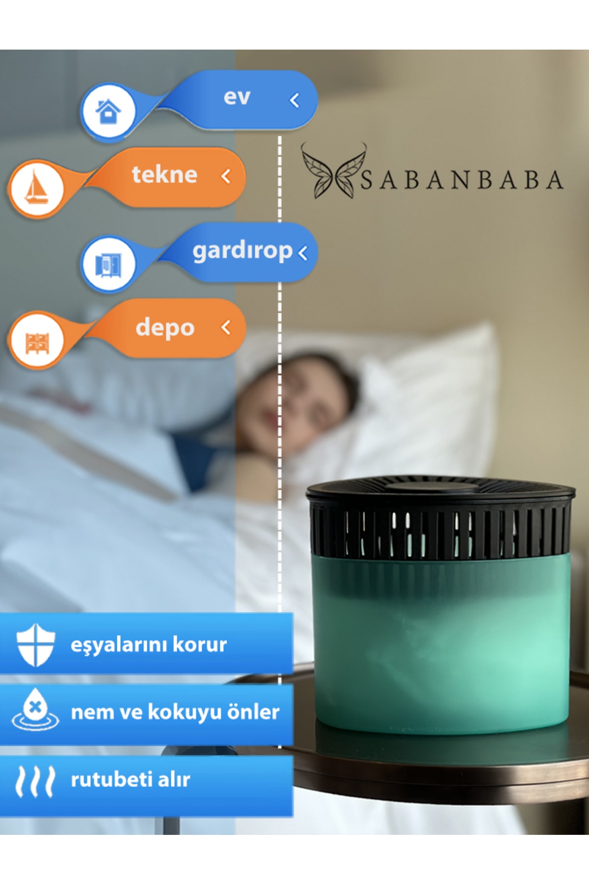 Saban 500 gr Nem Alıcı Aparat Üçgen Yeşil Elma Kokulu (TABLET DAHİL ...