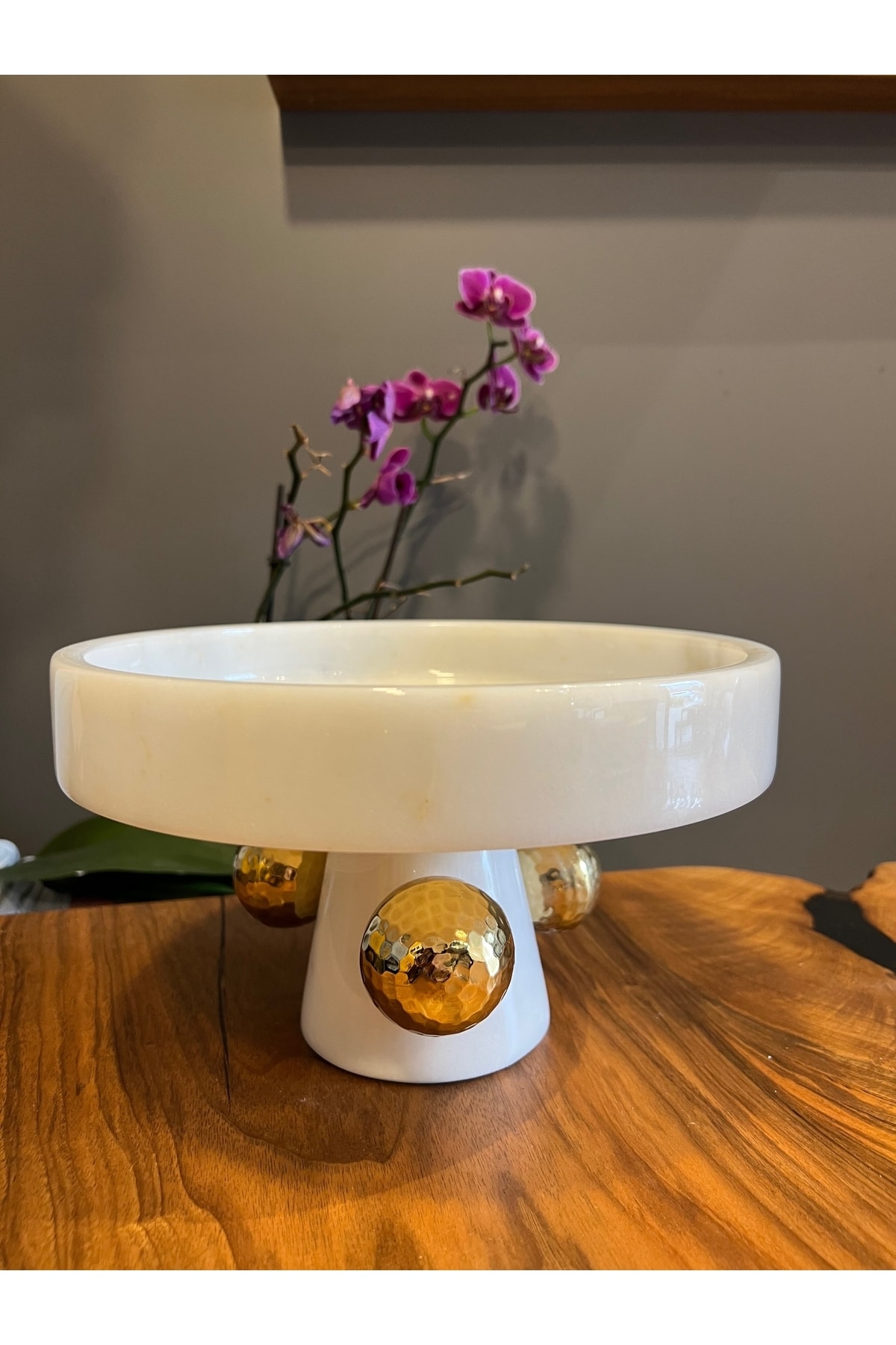 MIARIK DESIGN & DEKORASYON Mermer Ayakli Gold Top Detayli Sunumluk ...