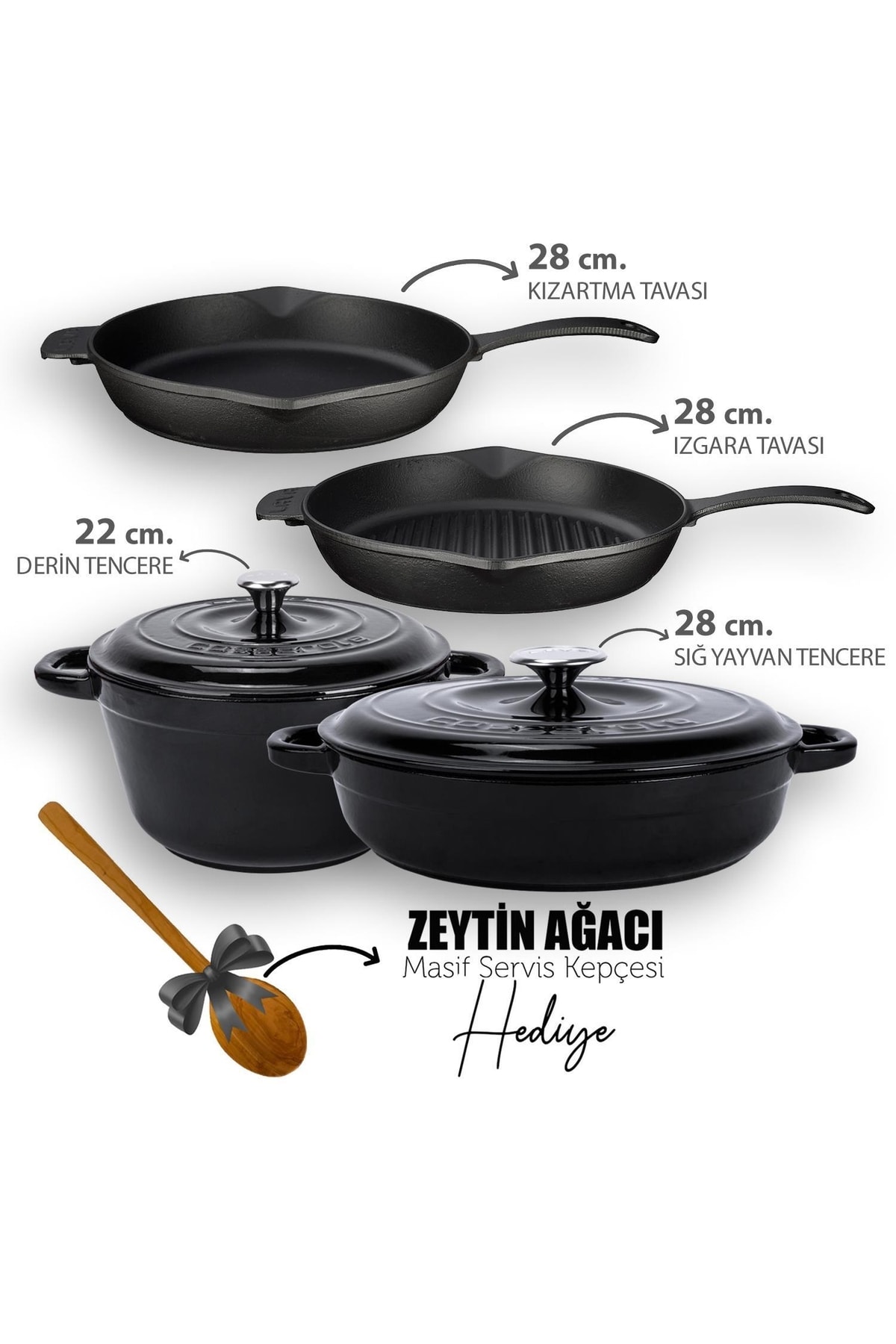 Lava Döküm 4x New Heritage Serisi Döküm Demir Tencere Tava Çeyiz Seti ...