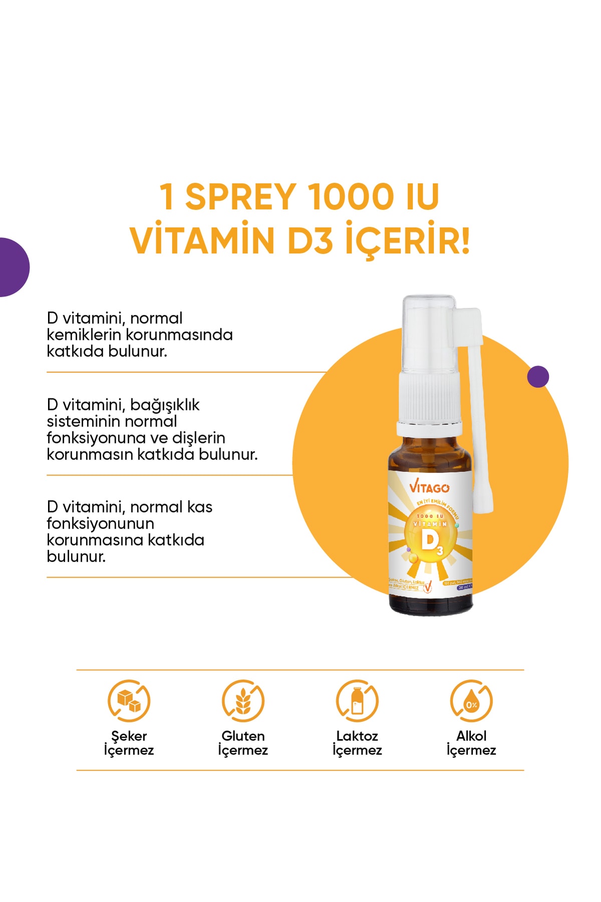 Vitago Daily Vitamin D3 1000 Iu 20 Ml Sprey Ve Damla Takviye Edici Gıda Fiyatı, Yorumları - Trendyol