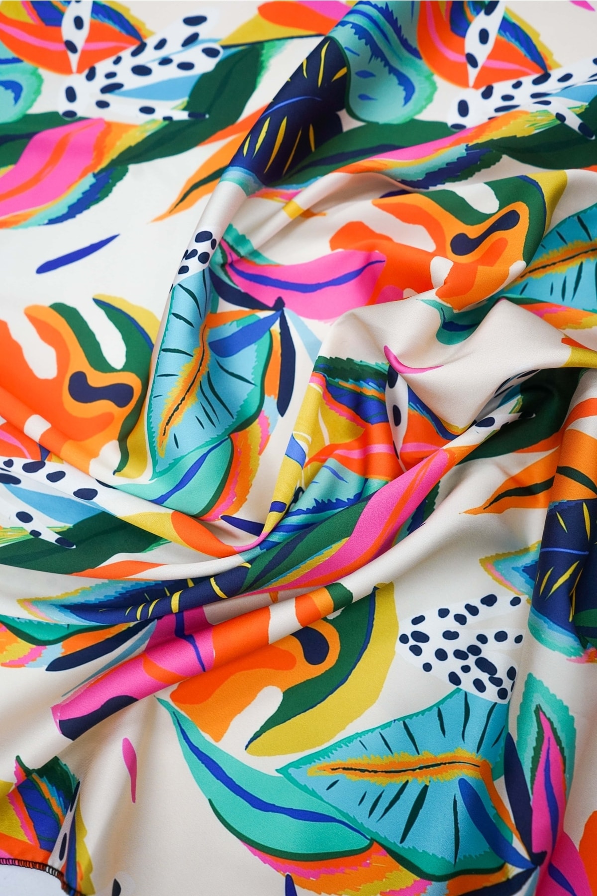 pistore Krem Floral Çiçek Desenli Saten Bandana Renkli Fular Yeni Sezon ...