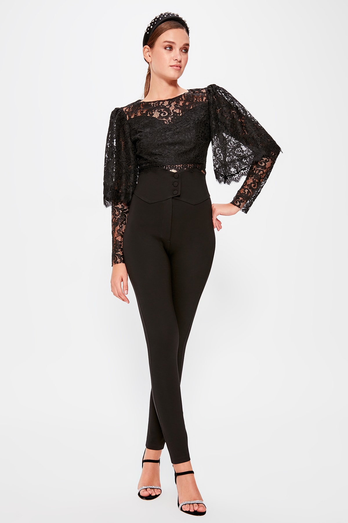 TRENDYOLMİLLA Siyah Korsaj Detaylı Bir Beden İncelin Pantolon ...