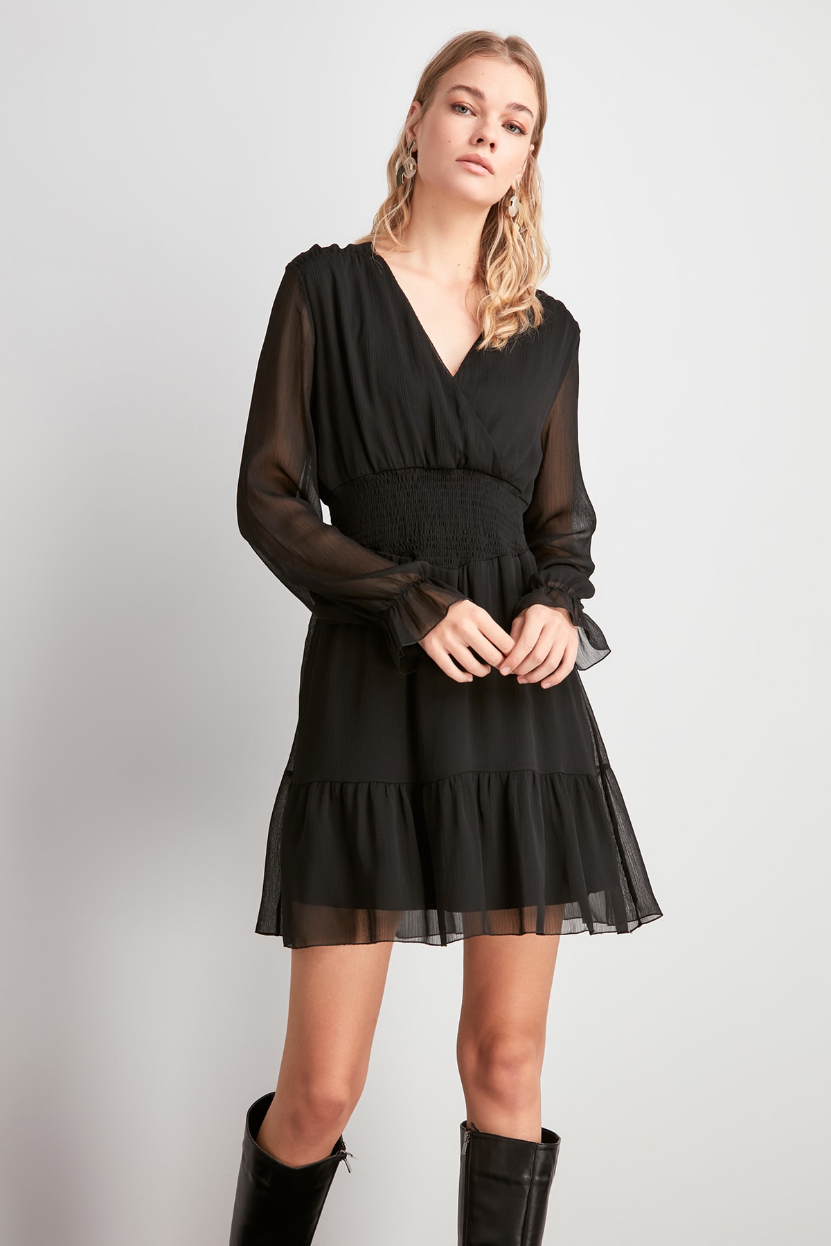 Trendyolmilla Siyah Büzgülü Elbise TWOAW20EL1761 Fiyatı, Yorumları ...