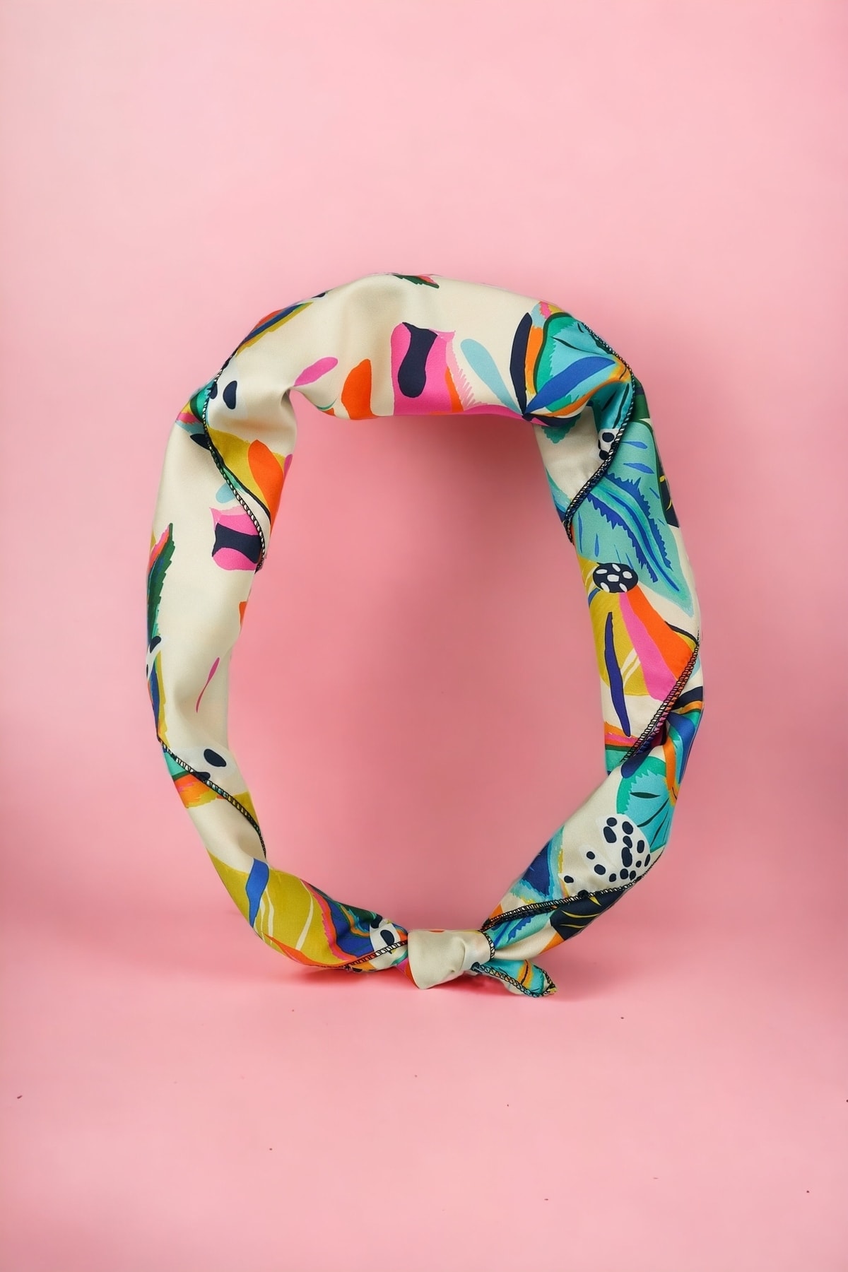 pistore Krem Floral Çiçek Desenli Saten Bandana Renkli Fular Yeni Sezon ...