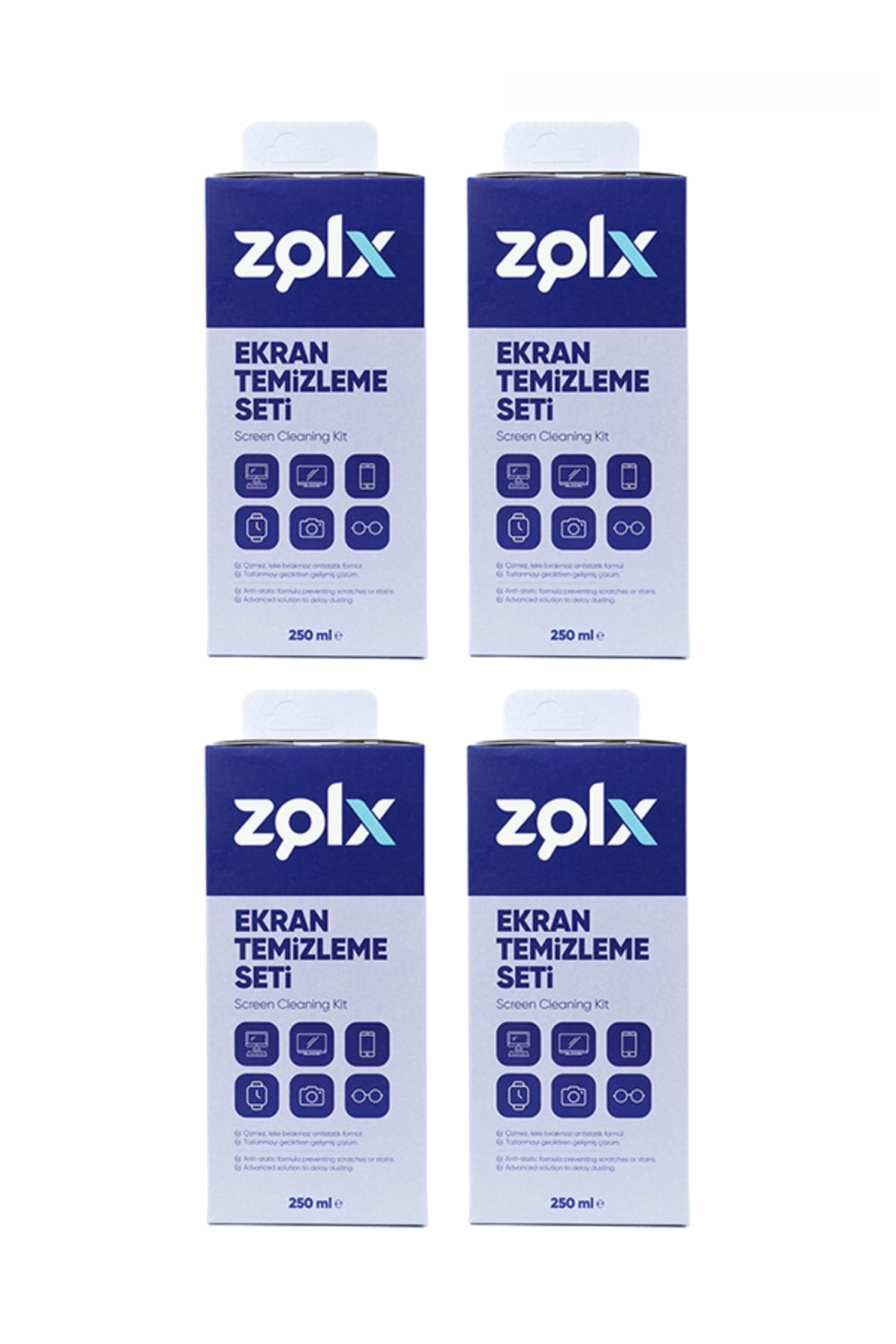 zolx Ekran Temizleme Seti 250ml * 4 Adet (MİKROFİBER BEZ HEDİYE) Led Tv ...