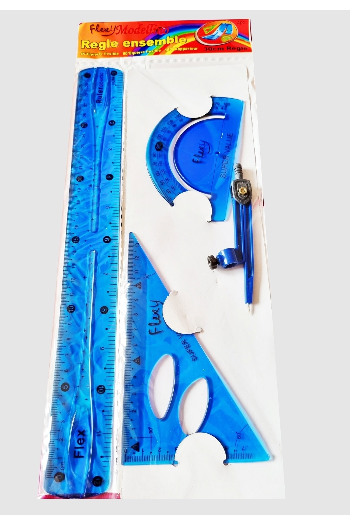 Modellino Flexy Cetvel Takımı Esnek Kırılmaz 4 Parça 30cm Cetvelli ...
