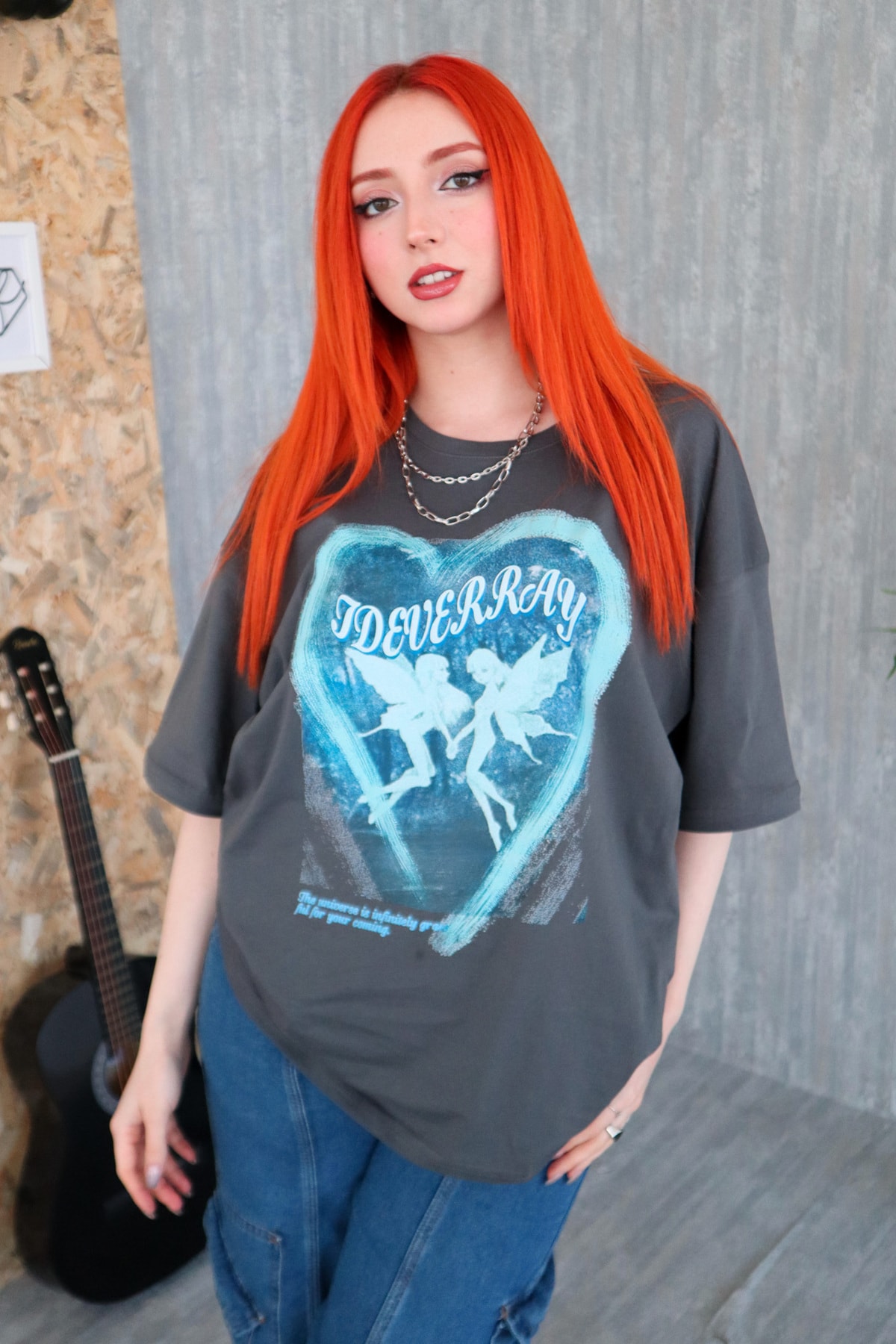Ef Butik Füme Unisex Ideverray Kalp Melek Kız T-shirt Fiyatı, Yorumları ...