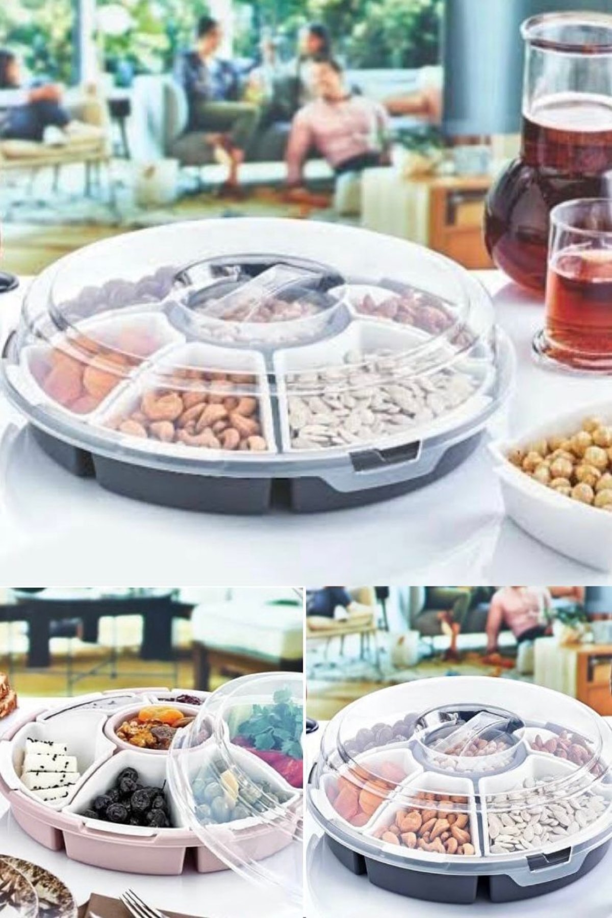 Kapaklı 6'lı Çerez Ve Kahvaltı Saklama Tabağı Plastik Piknik Mangal ...