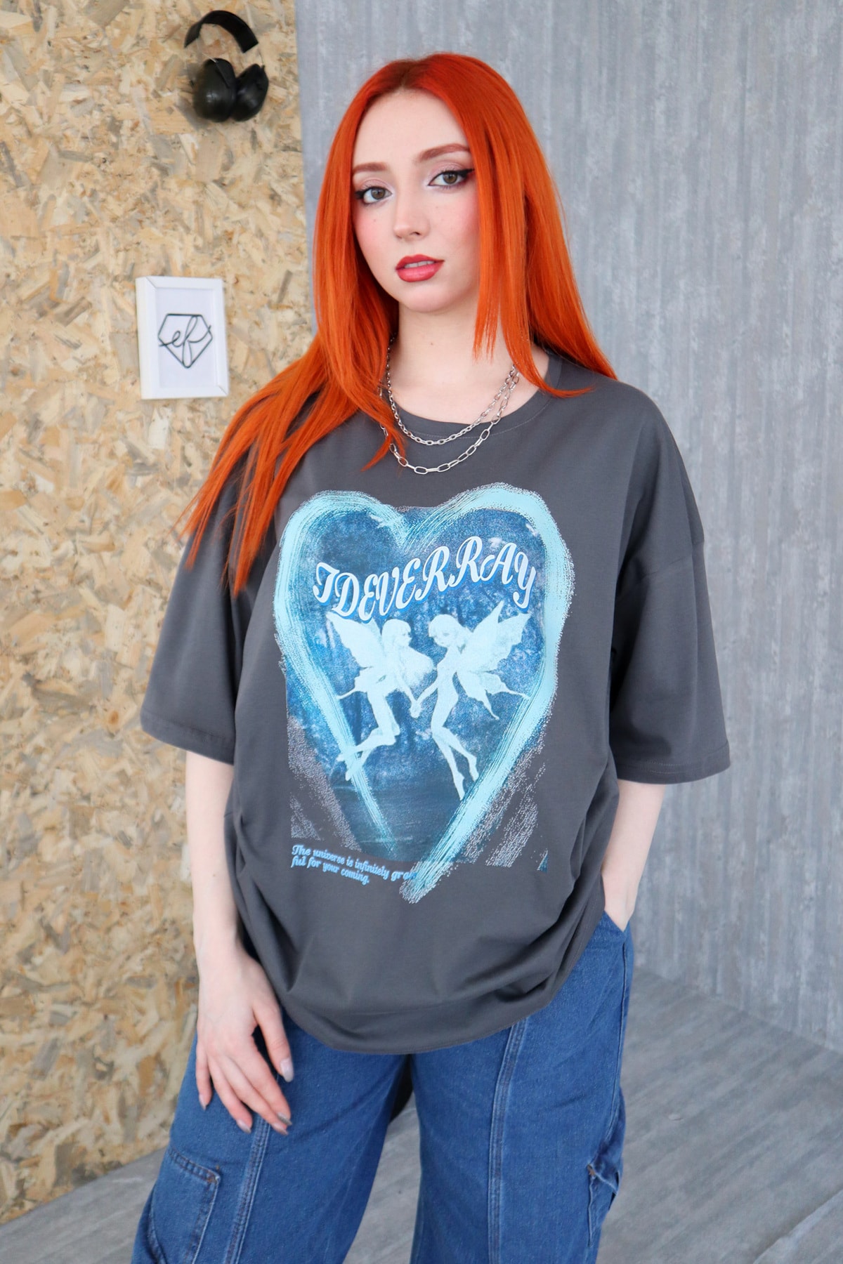 Ef Butik Füme Unisex Ideverray Kalp Melek Kız T-shirt Fiyatı, Yorumları ...