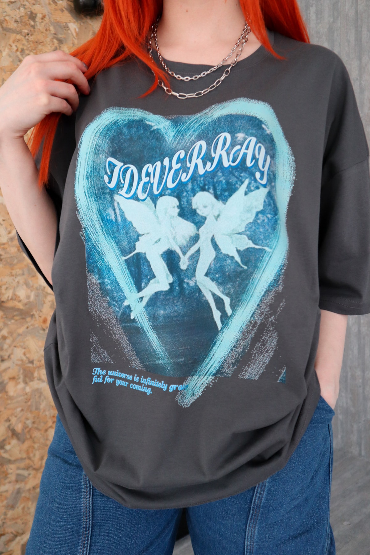 Ef Butik Füme Unisex Ideverray Kalp Melek Kız T-shirt Fiyatı, Yorumları ...