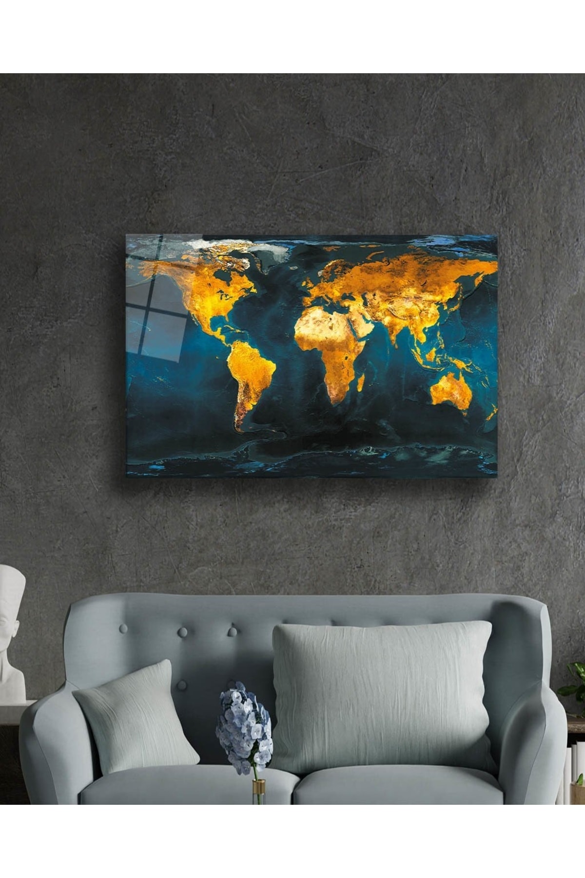 Rosyvien Yeni Detaysız Dünya Haritası Cam Tablo, Ev Ve Ofis Duvar Dekoru, Hediyelik, Dayanıklı ...