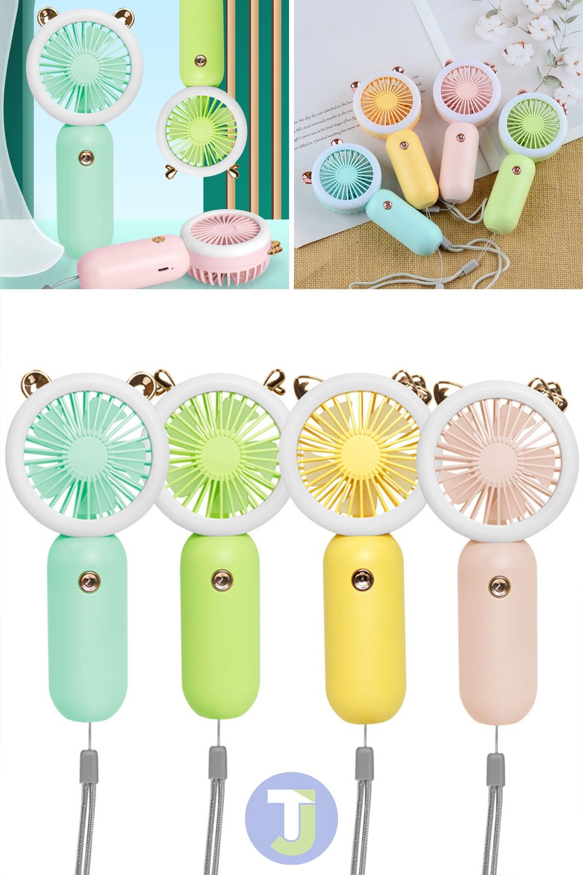 Technojet Taşınabilir Mini El Fanı Usb Şarjlı Led Işıklı Vantilatör ...