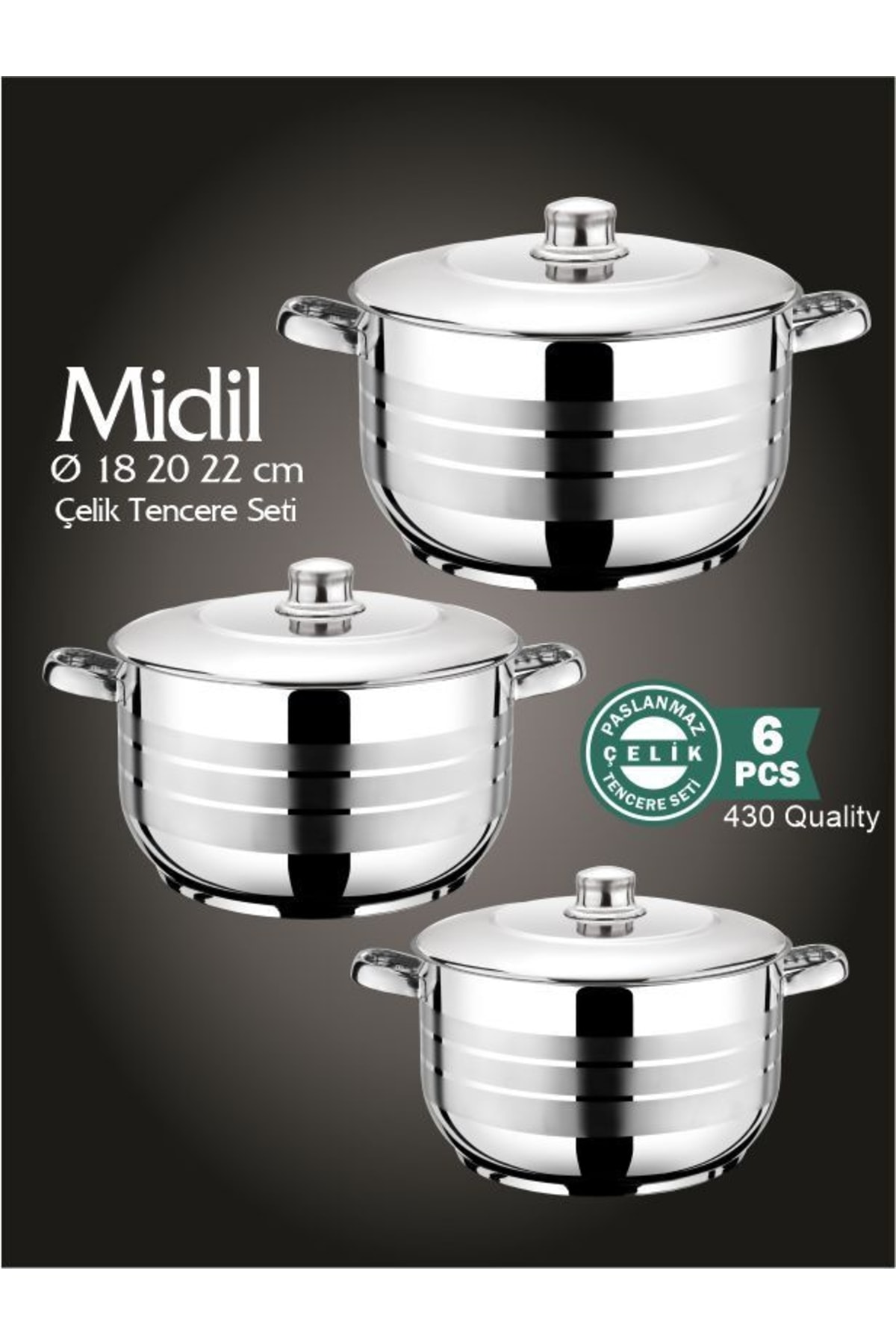 ERENA Tencere Seti 18*20*22 Cm Midil Set Boru Kulp 6 Pcs - Fiyatı ...