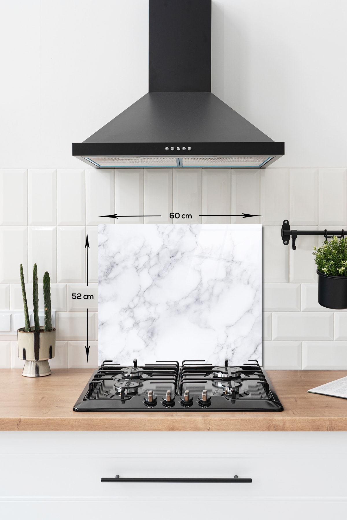 Abant Glass Klasik Mermer Görünümlü | Cam Ocak Arkası Koruyucu | 52cm X ...