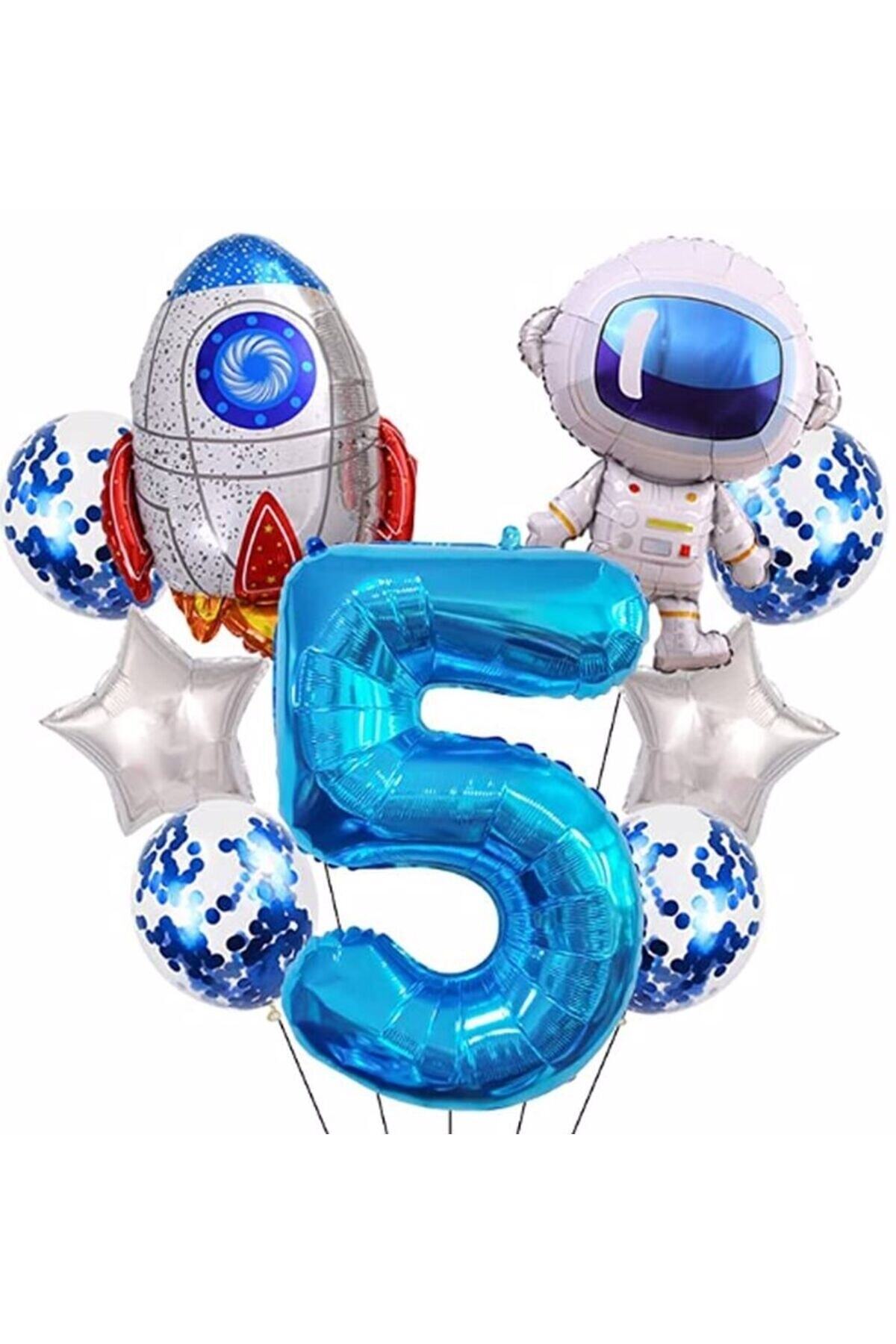 Parti Station Uzay Kozmik Galaksi Astronot Roket 5 Yaş Balon Set Uzay ...
