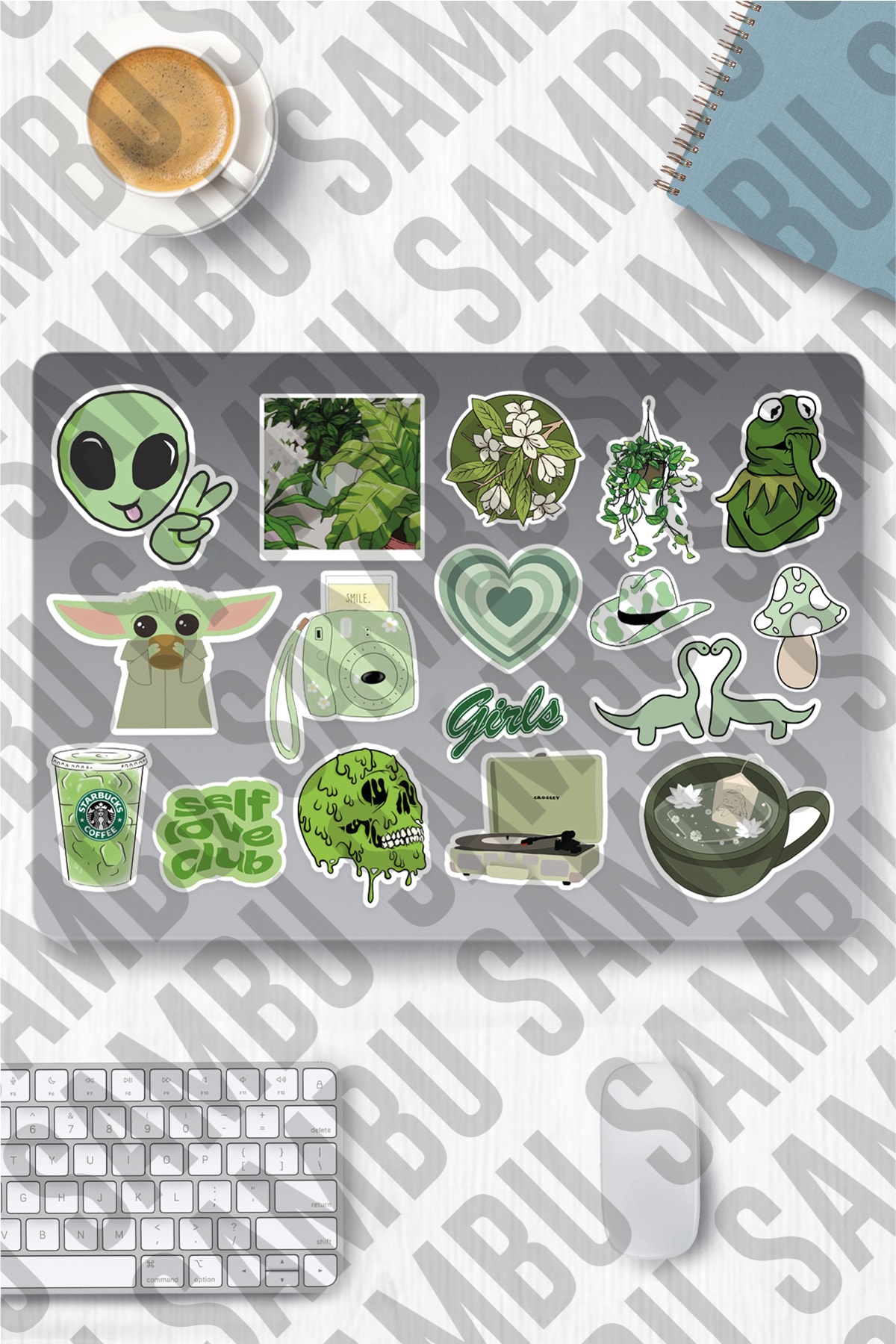 Sambu Design Green Aesthetic Temalı Sticker Etiket Seti 2 - Yeşil ...