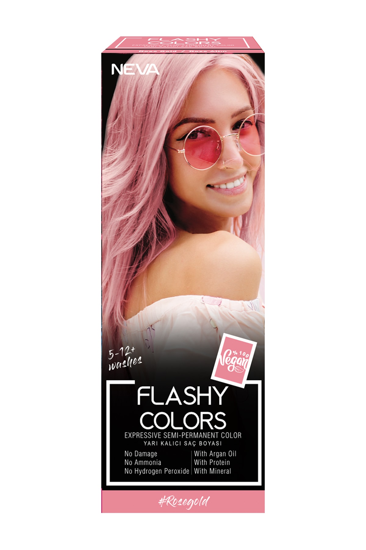Neva Flashy Colors Yarı Kalıcı Saç Boyası Rose Gold / Roze Altın 100 ml ...