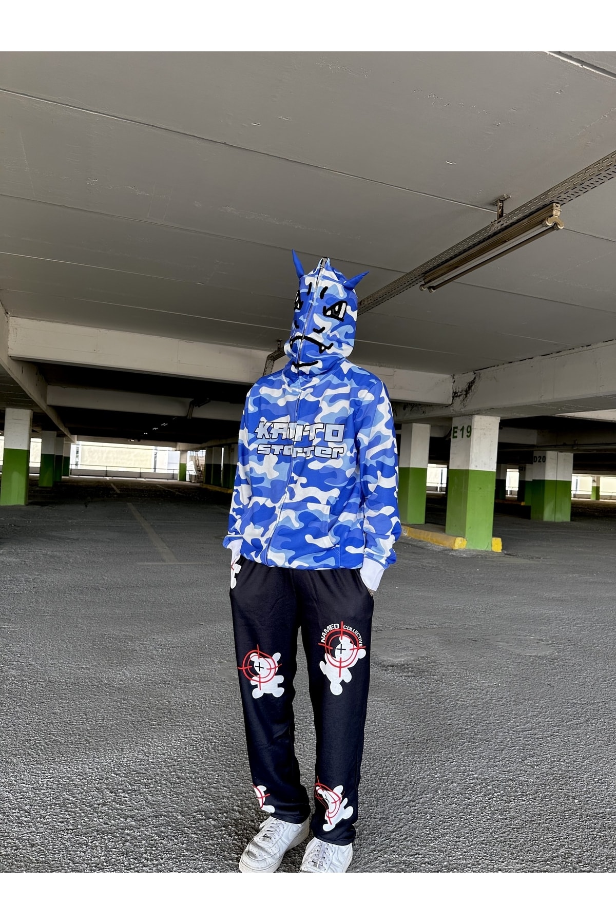 Leox Wear Pokemon Gengar Mavi Camo Anime Unisex Zip Hoodie Fiyatı ...