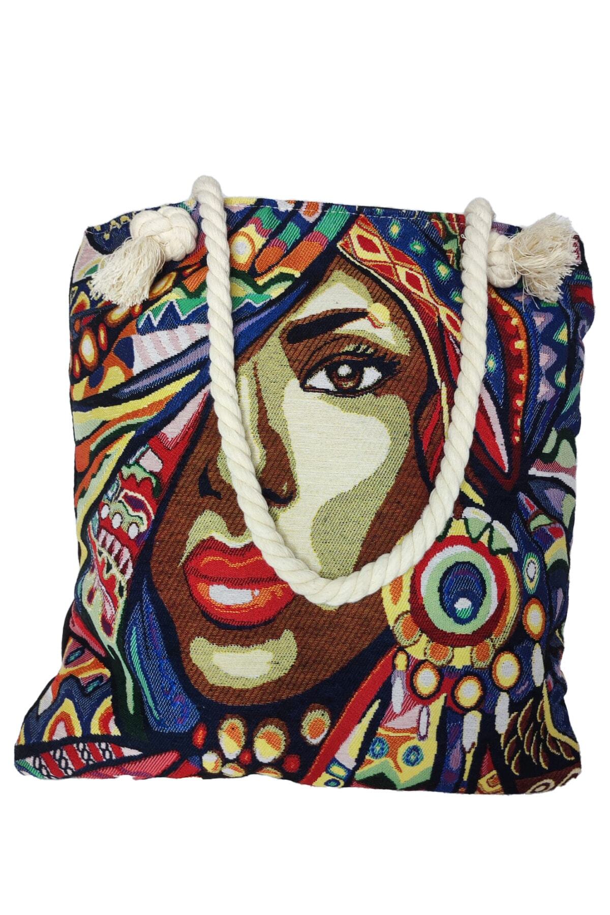 Ponea Goblen Kumaş Otantik Desenli Dokuma Fermuarlı Astarlı Heybe Omuz ...