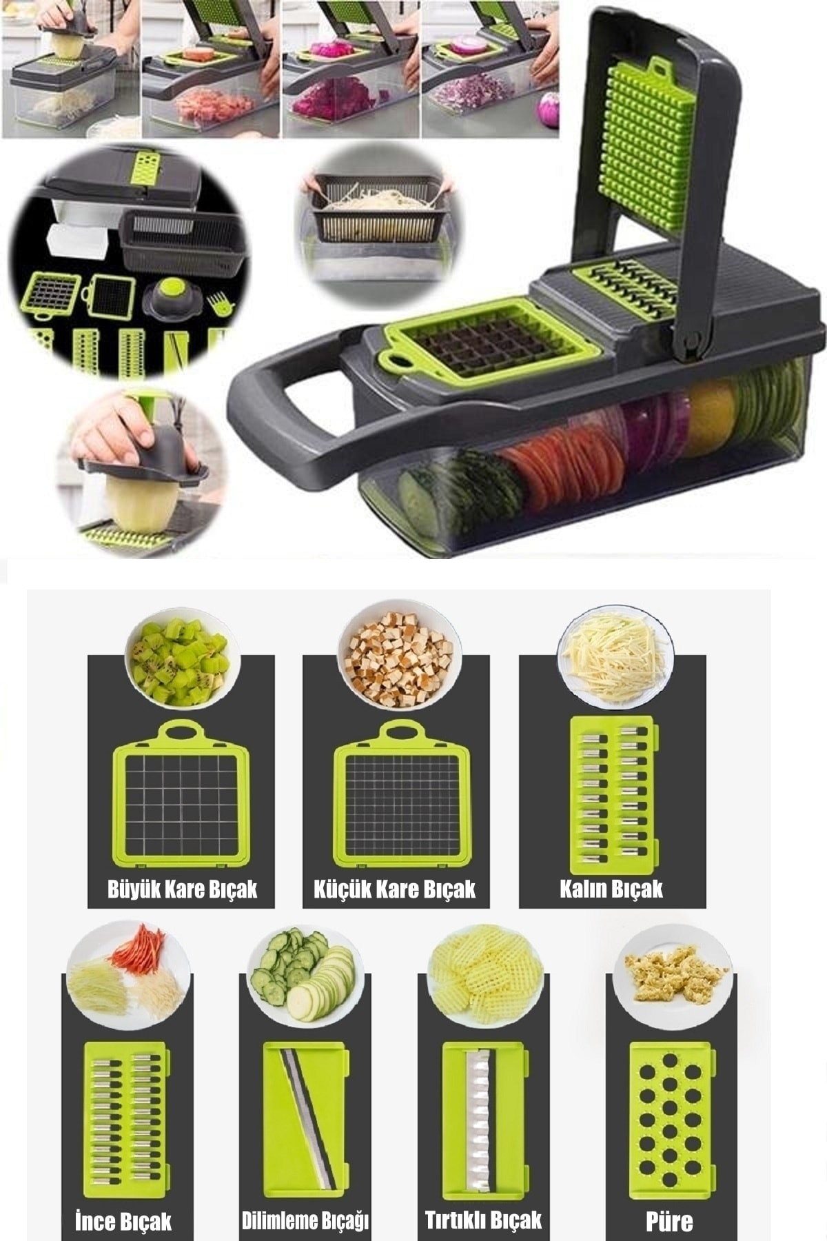 Mallame 13 Parçalı Sebze Dilimleyici, Kesici Ve Soğan Doğrayıcı Seti ...