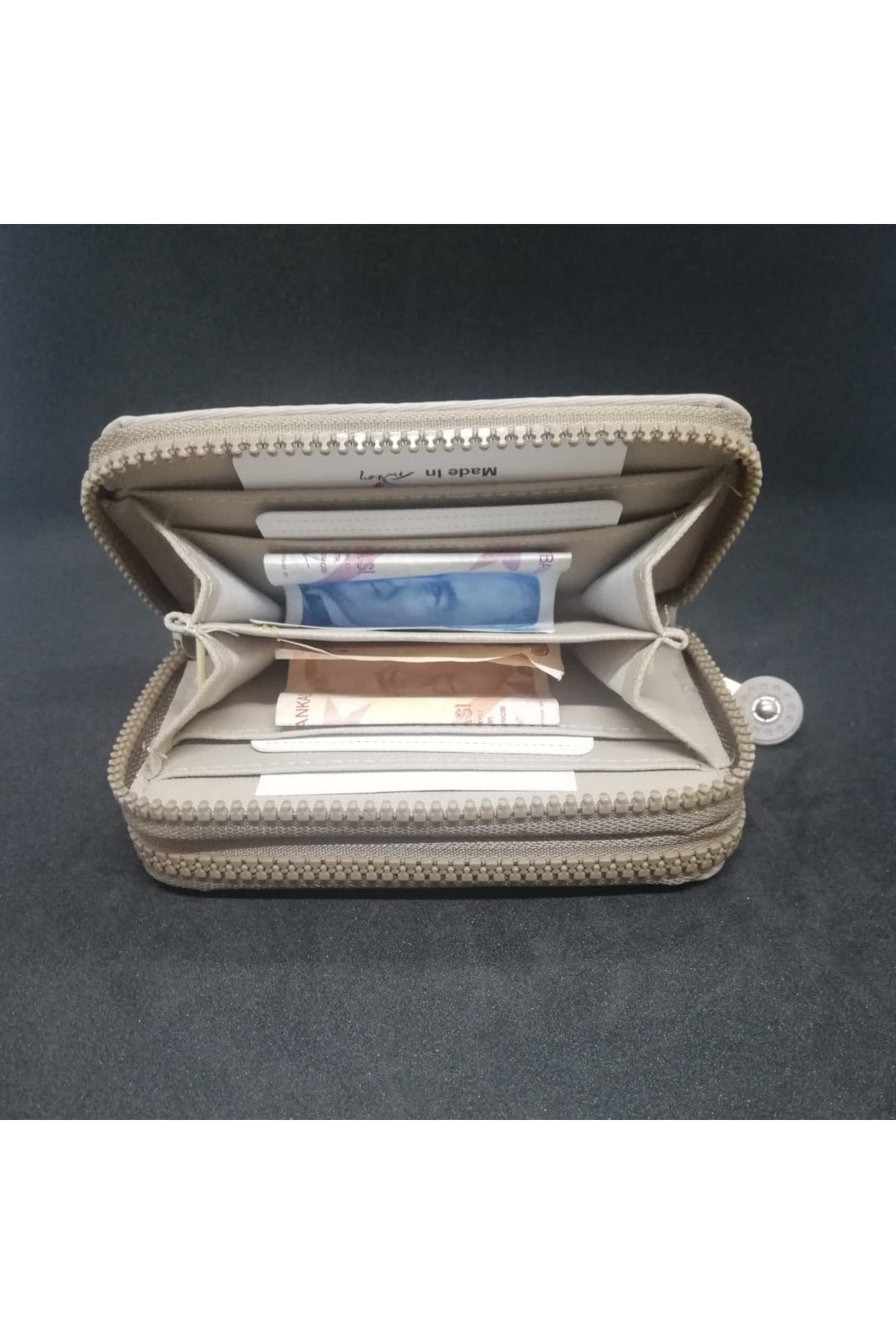 La'Graccia Kırınkıl Kumaş Vizon Küçük Boy Çift Gözlü El Çanta Cüzdan ...