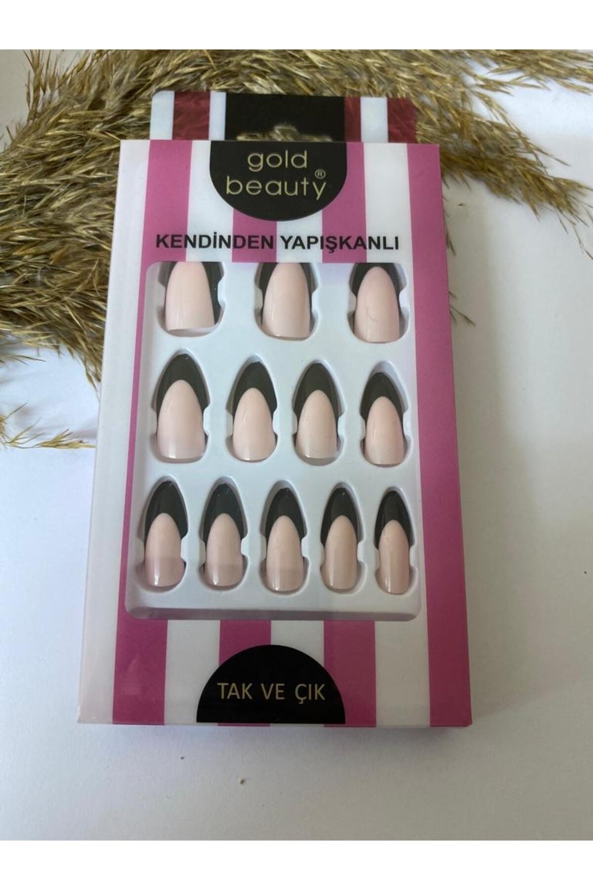 sema aksesuar Siyah French Takma Tırnak Kendinden Yapışkanlı Tak Ve Çık ...
