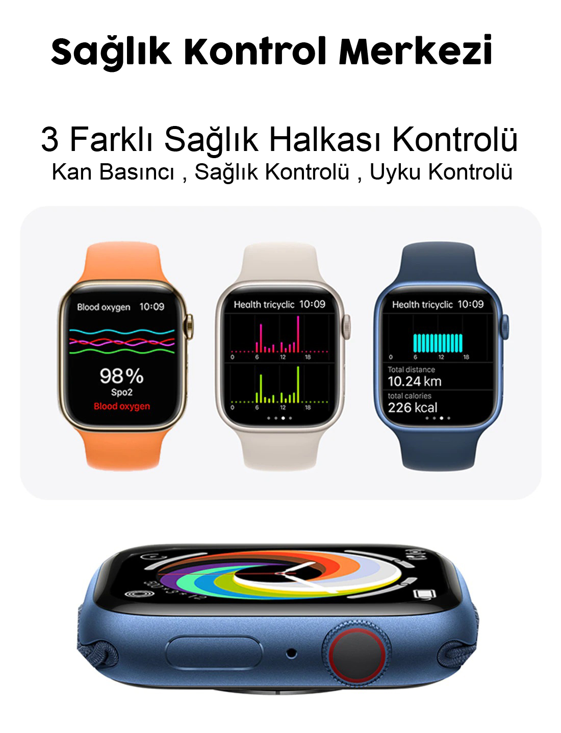 DigiMonster Yan Tuş Aktif Akıllı Saat Arama Bildirim Okuma Amoled Tam ...