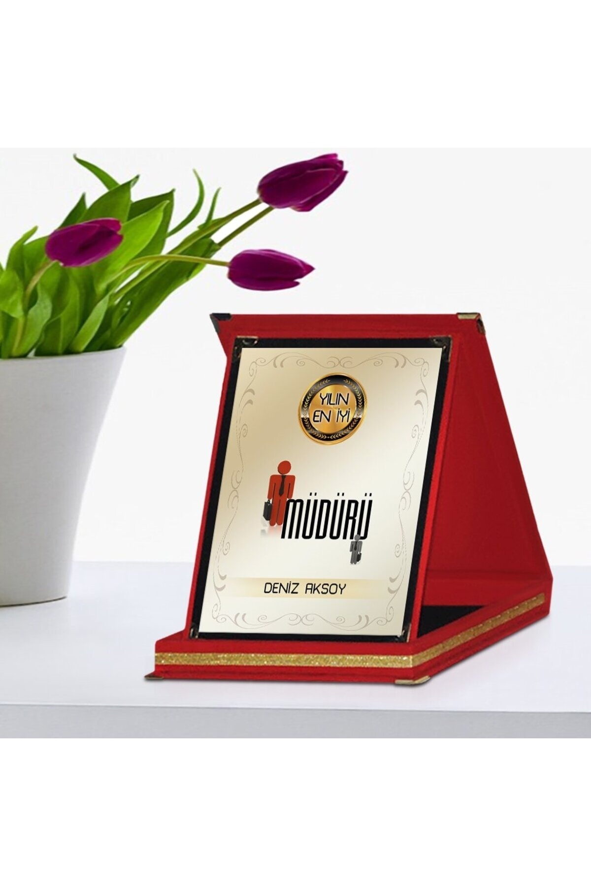 Bk Gift Kişiye Özel Yılın En İyi Müdürü Kırmızı Plaket Ödülü - Fiyatı ...