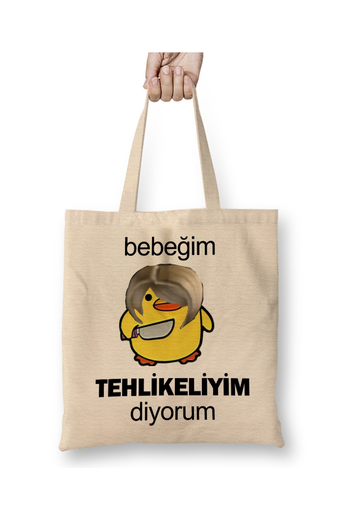 Baskı Dükkanı Pui galben I Say I'm Dangerous 01 Geantă de pânză cu ...