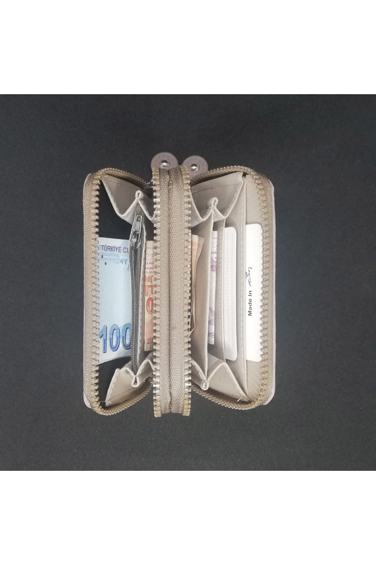 La'Graccia Kırınkıl Kumaş Vizon Küçük Boy Çift Gözlü El Çanta Cüzdan ...