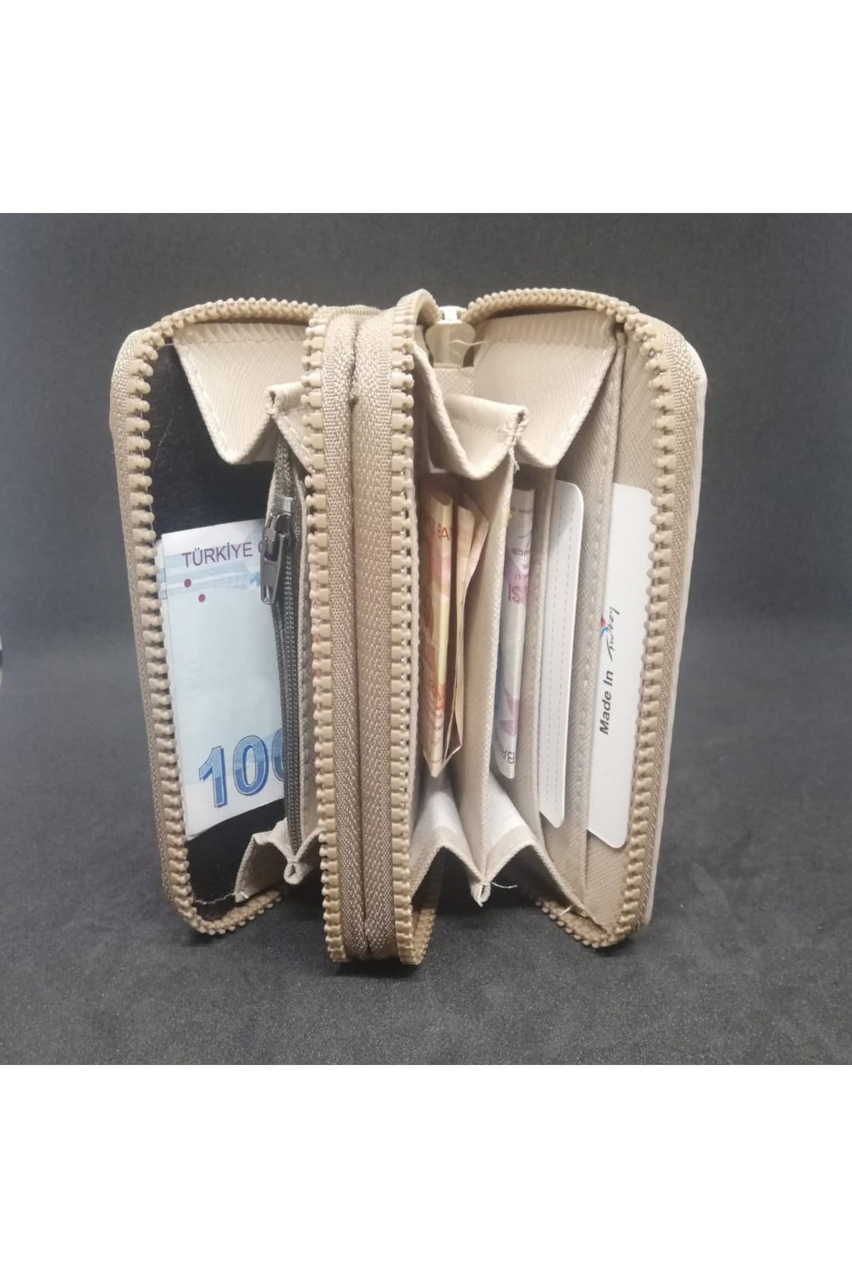 La'Graccia Kırınkıl Kumaş Vizon Küçük Boy Çift Gözlü El Çanta Cüzdan ...