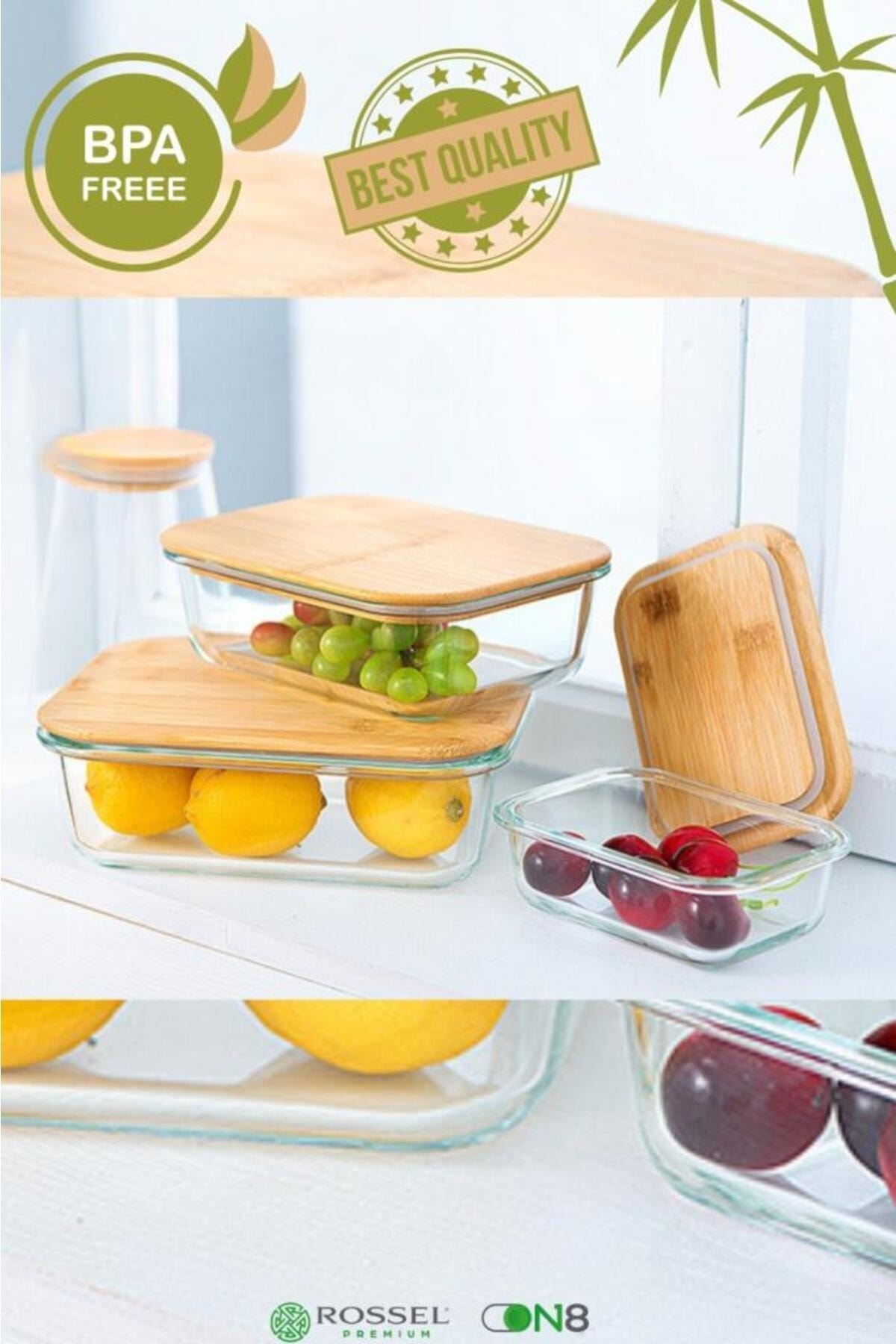 Rossel Premium Mira 3'lü Akrilik Bambu Kapak Saklama Kabı Krd-a003 ...