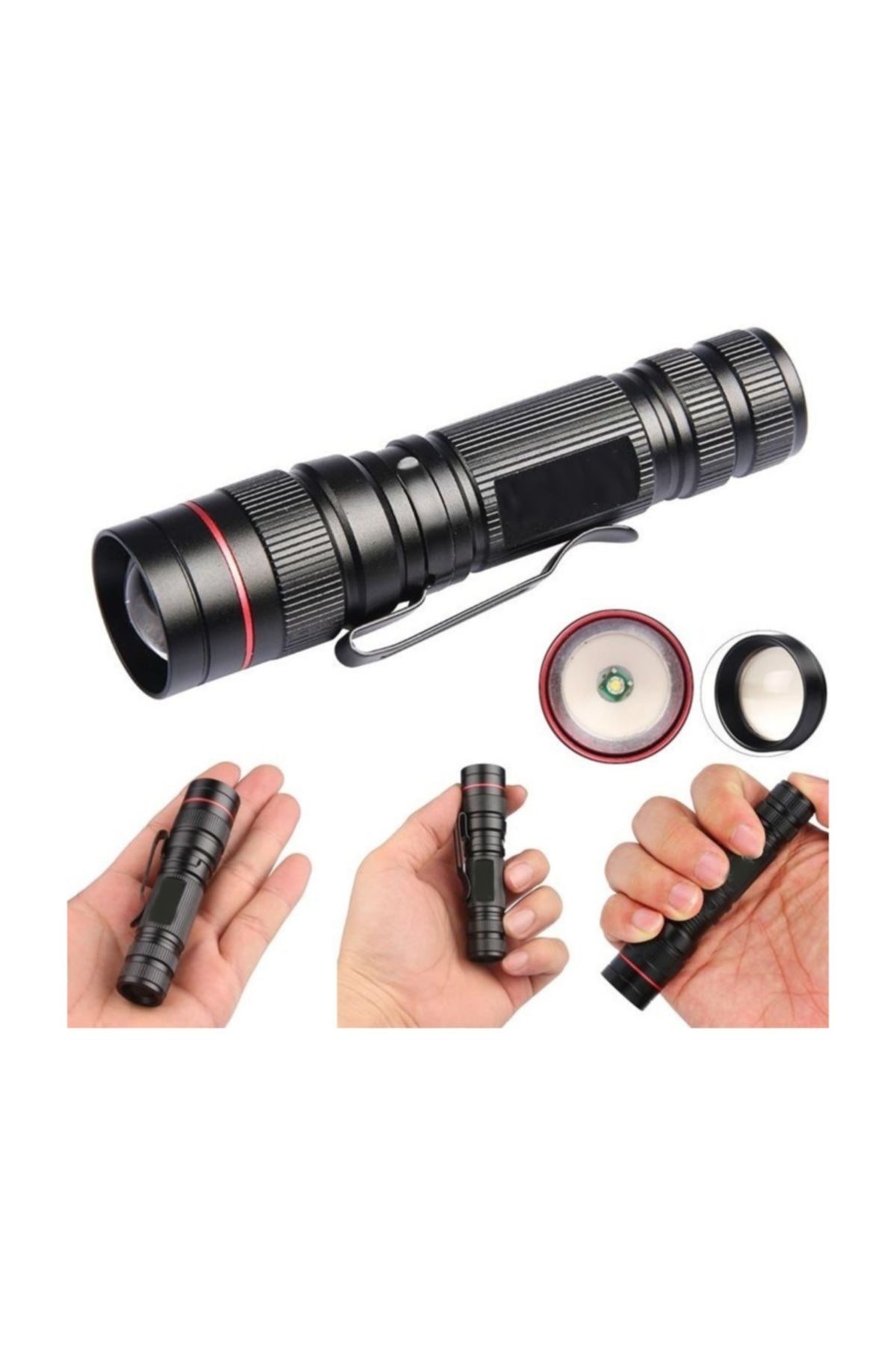 RoseRoi El Feneri Kamp Feneri Zoomlu Metal Mini Led Cep El Feneri ...