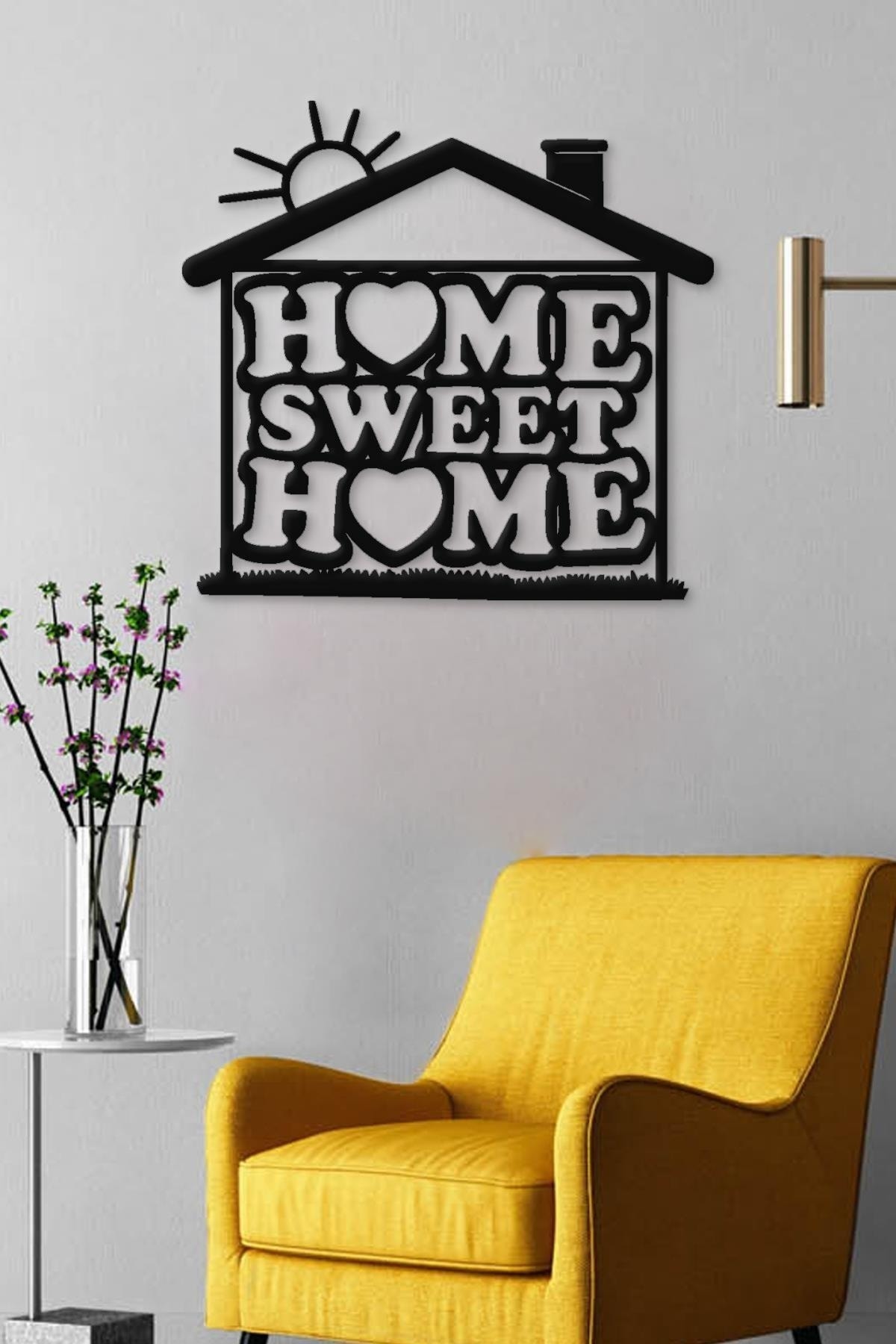Gibella Home Sweet Home Ev Lazer Kesim Siyah Duvar Dekorasyon Ürünü ...