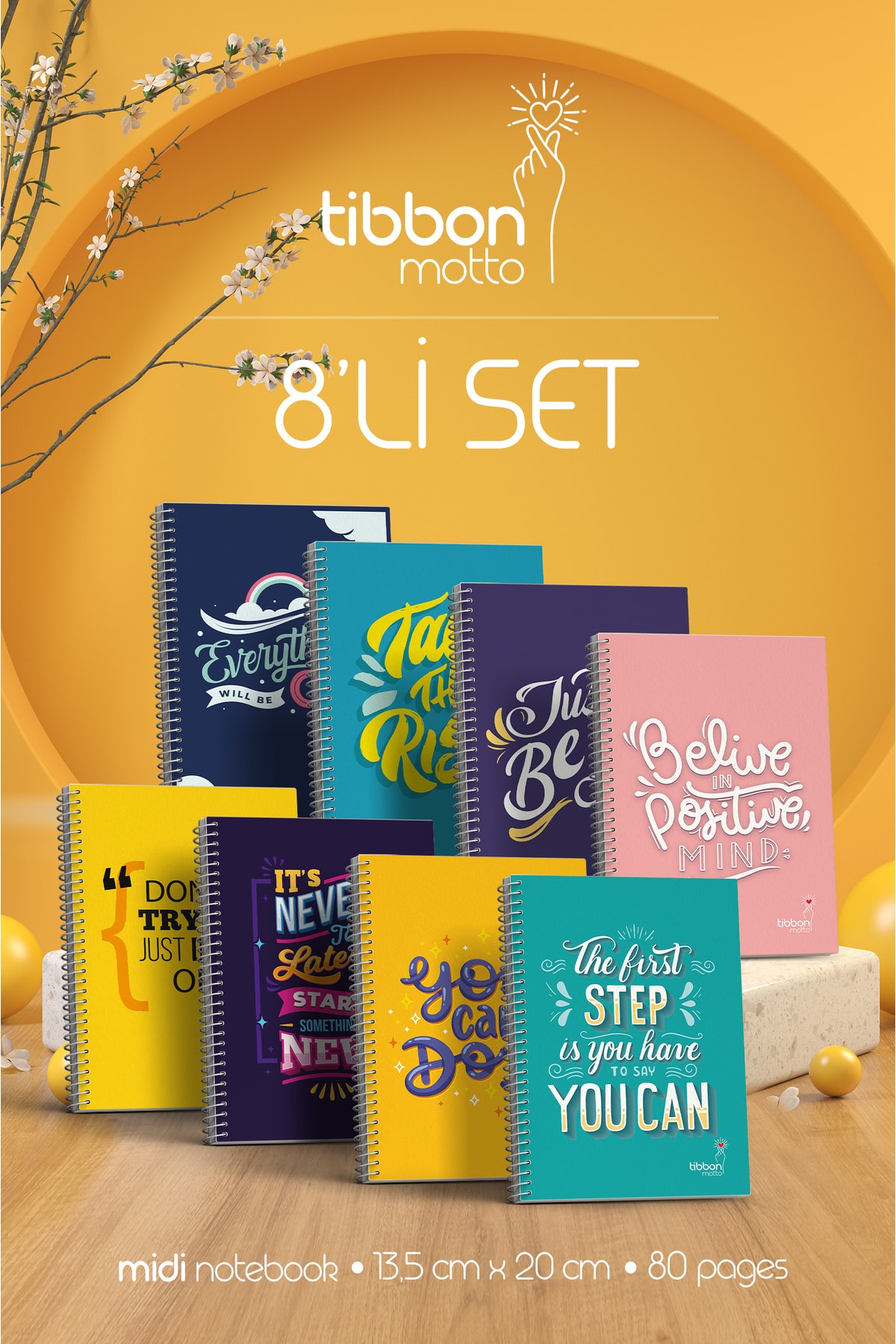 Tibbon Motto Midi Defter Spiralli 8'li Set Motto 9 - Fiyatı, Yorumları