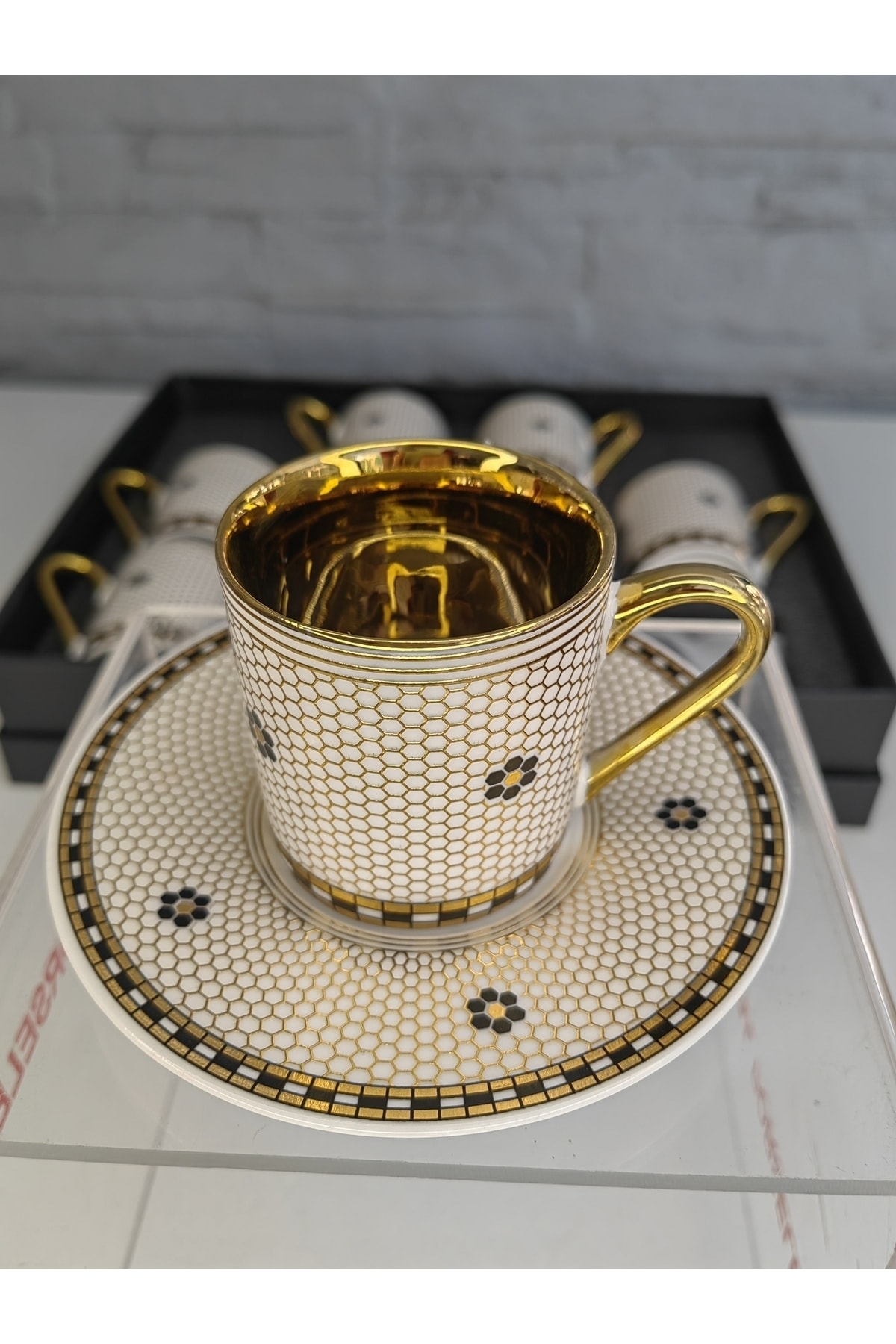 ALANYA HOME DECOR LÜKS ALTIN KAHVE FİNCAN SETİ 12 PRC 6 KİŞİLİK ...