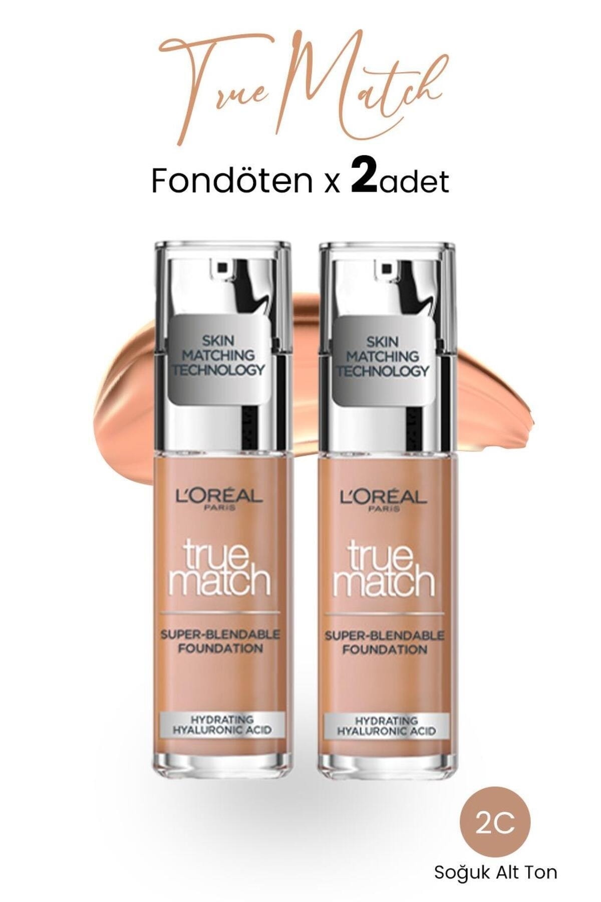 L'Oreal Paris Loreal Paris True Match Fondöten 2C Soğuk Alt Ton x 2 ...