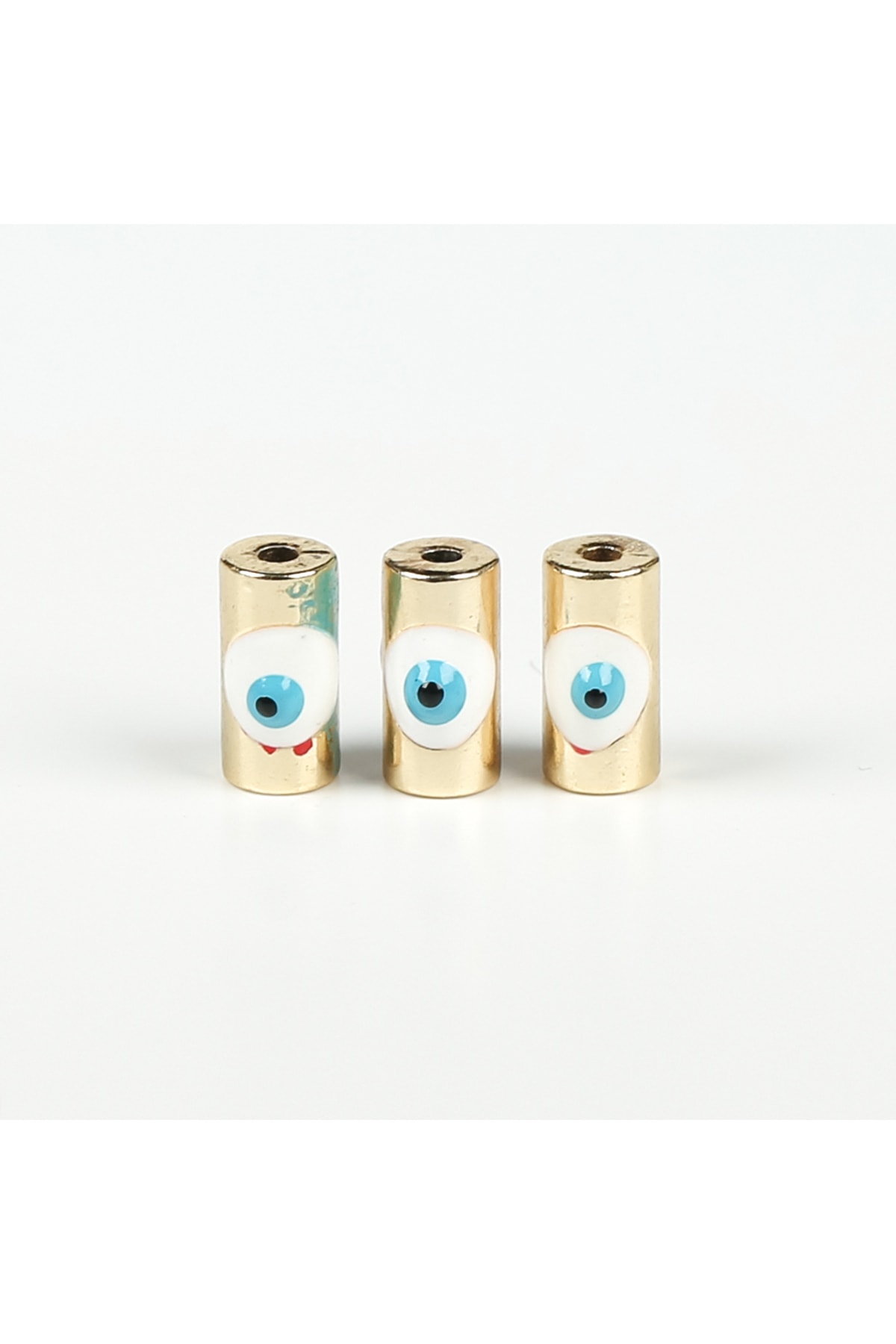 yfhobi 1 ADET - 7x13 mm BEYAZ NAZAR MİNELİ BORU TAKI APARATI, ALTIN ...