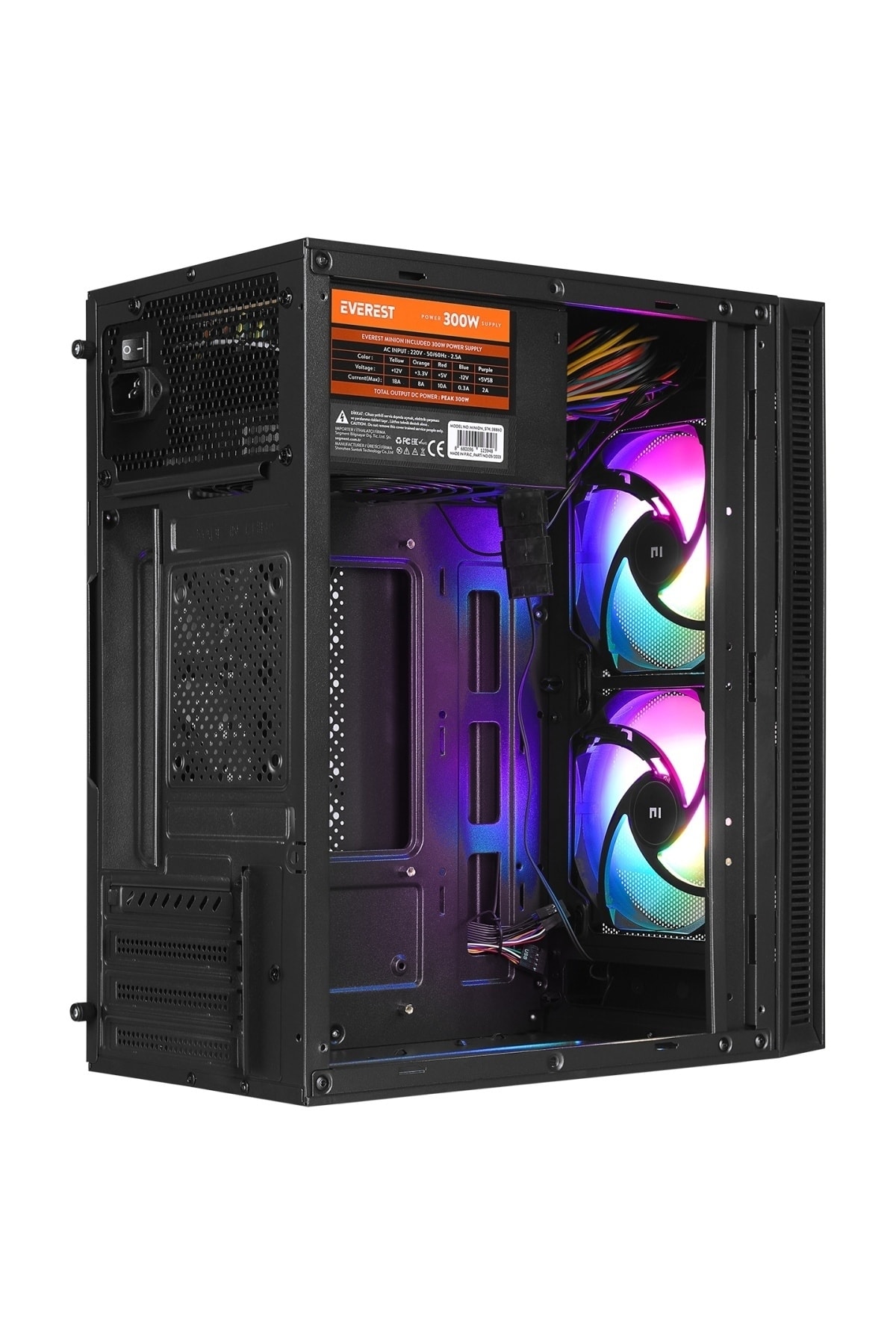 Everest MINION Mesh PEAK 300W 2* 12cm Rainbow Fan Akrilik Yan Panel ...